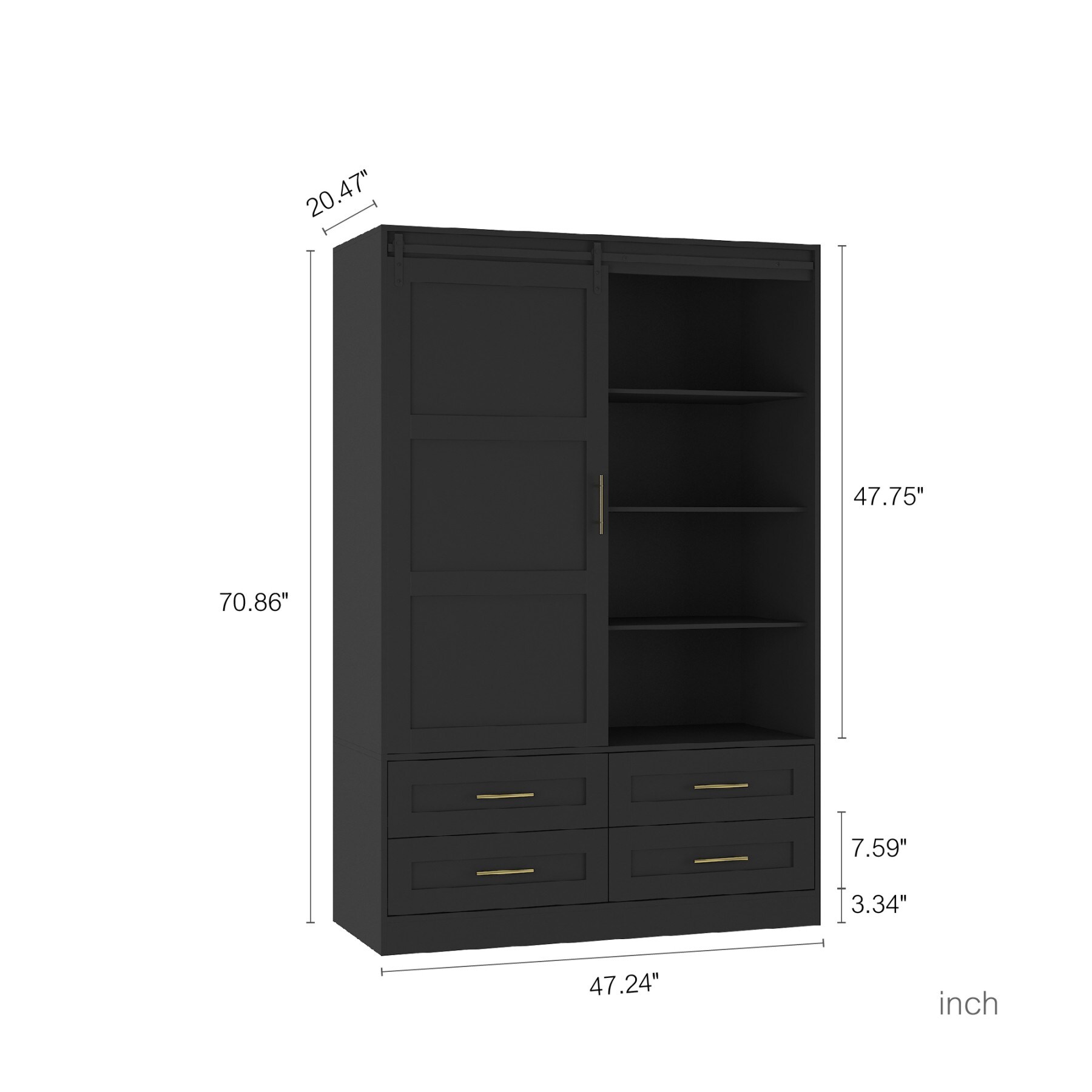 GlasFlength Tall Bedroom Armoire Wardrobe Closet Clothing Storage ...