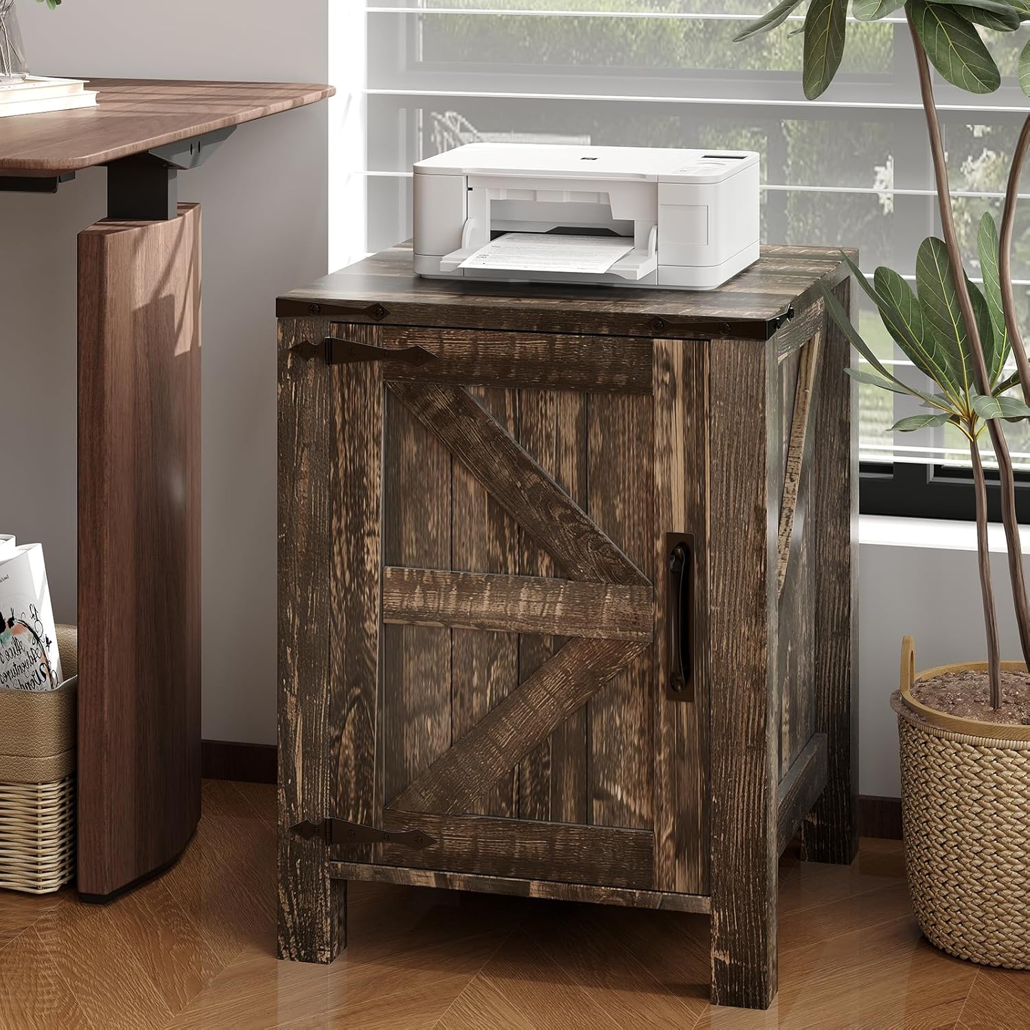 Garvee Bedside Tables Set of 2 with USB Charging Station Rustic Wood ...