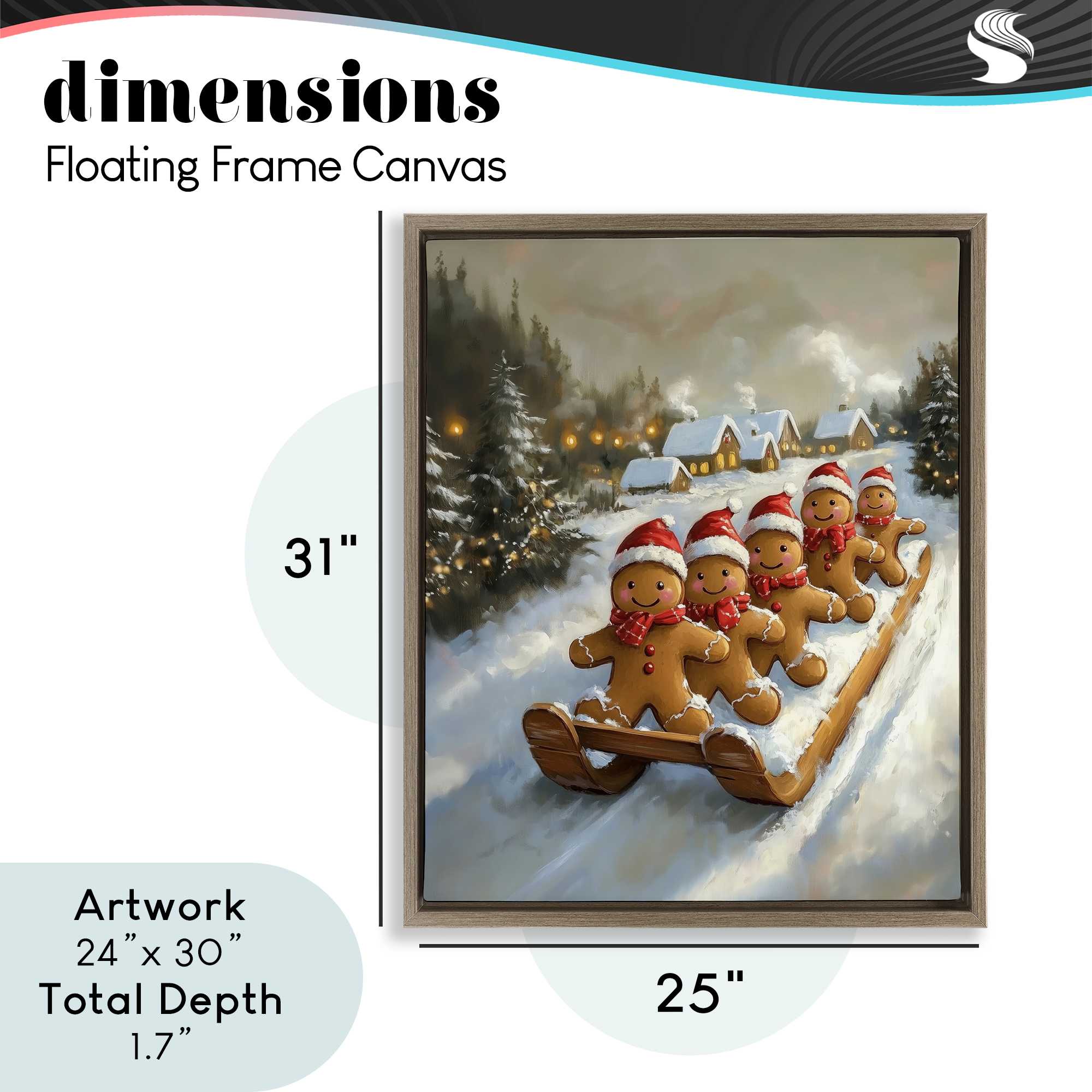 Stupell Industries Gingerbread Snow Day Sledding Brown Floating Frame ...