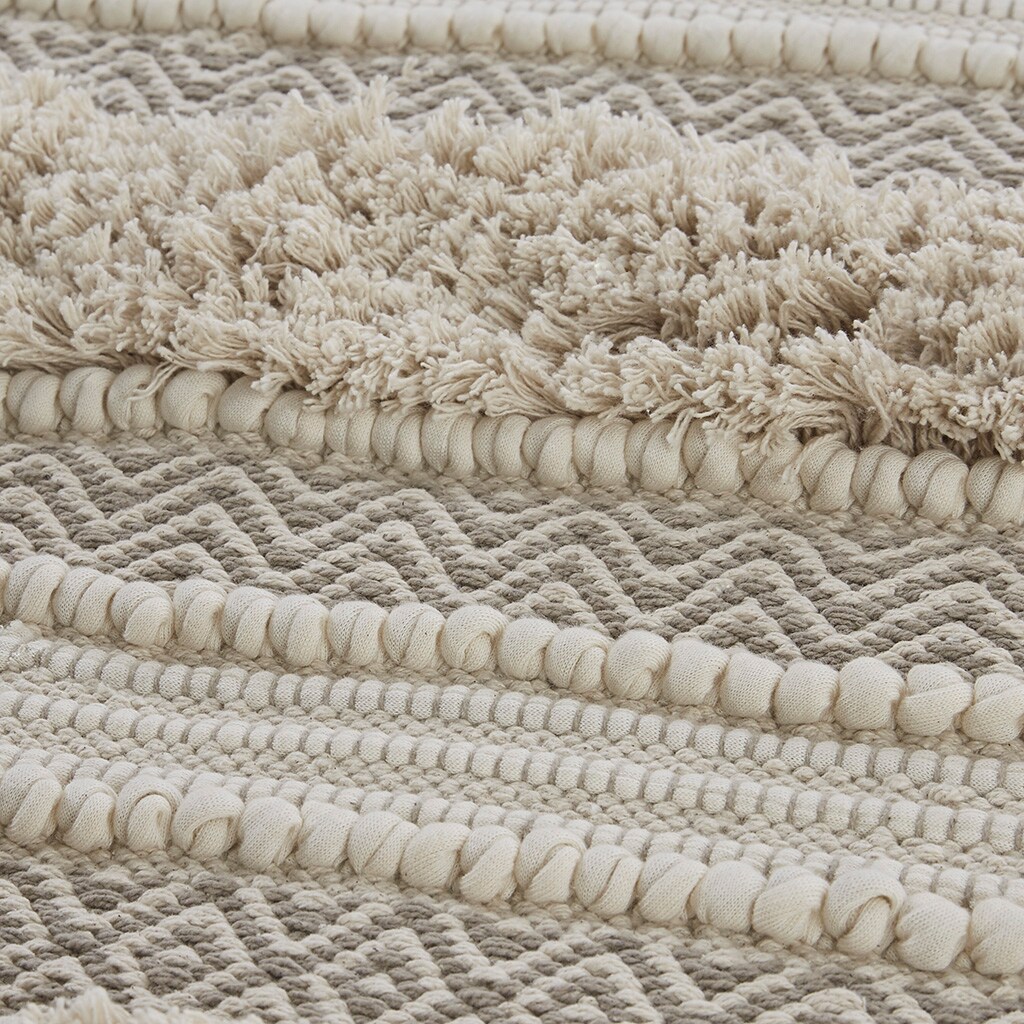 Misopily Woven Texture Stripe Bath Rug Natural 20x32 inch Handwoven ...