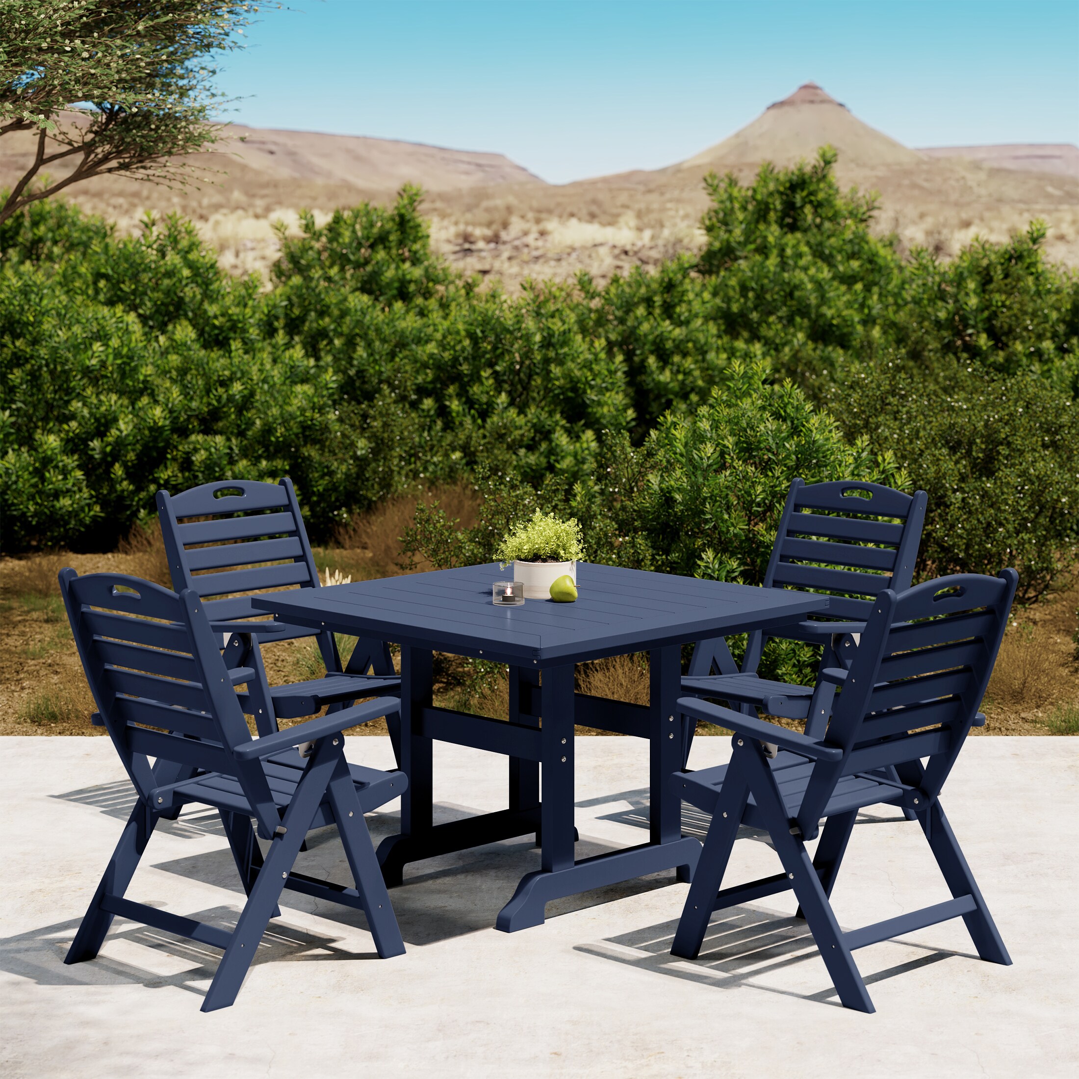 Westin Furniture Laguna 5 -Piece Navy Blue Patio Dining Set Plastic ...