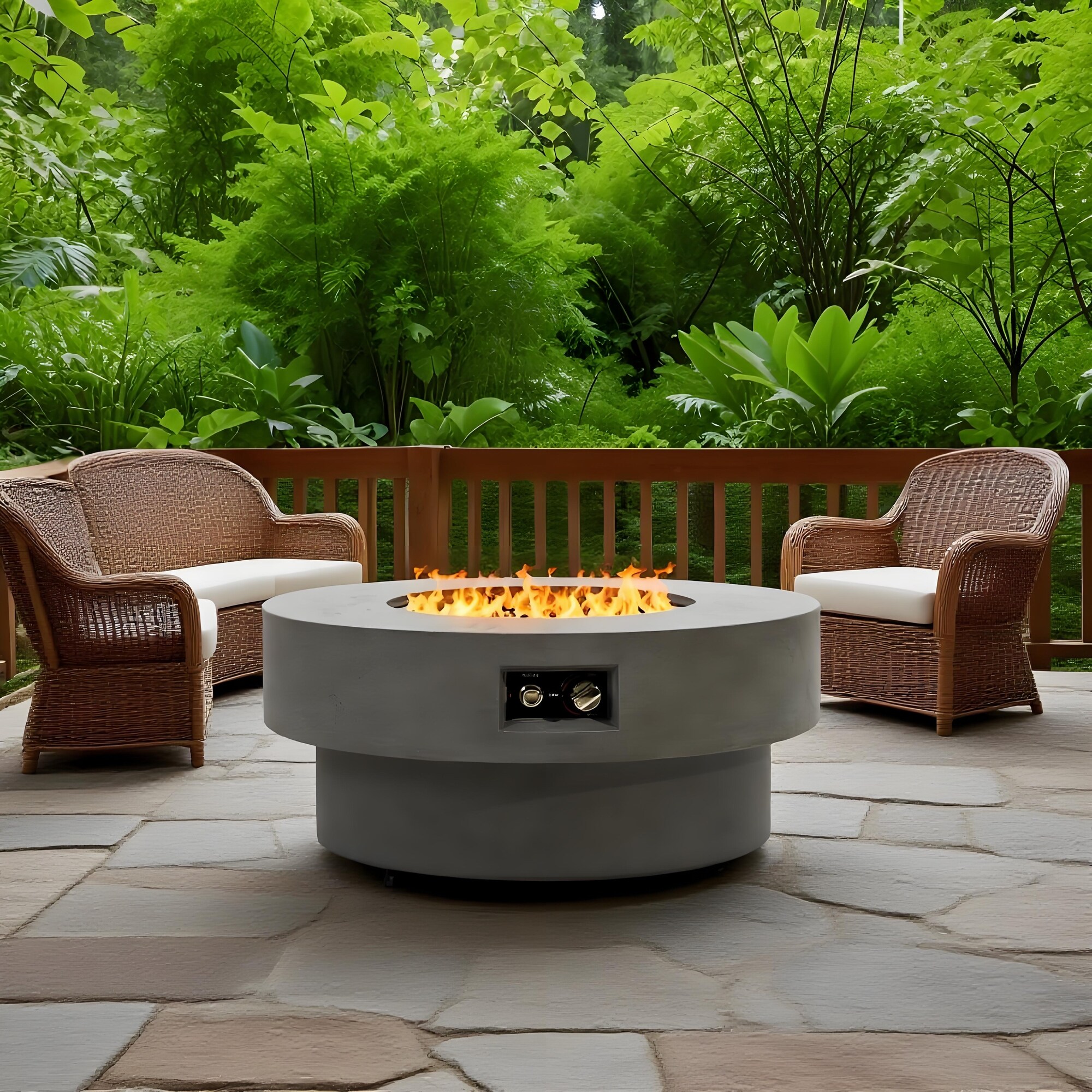 LOVMOR 34-inch round propane fire pit Table 50 000BTU outdoor firepit ...