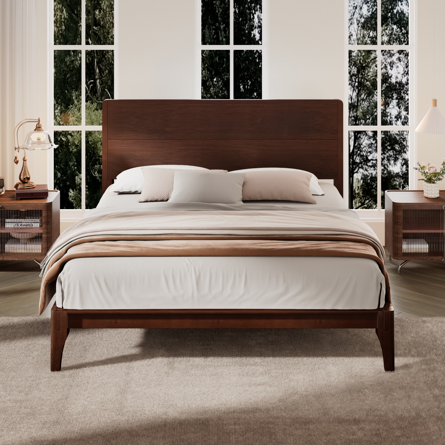 Streamdale Furniture Streamdale King Bamboo Platform Bed - Chocolate in ...