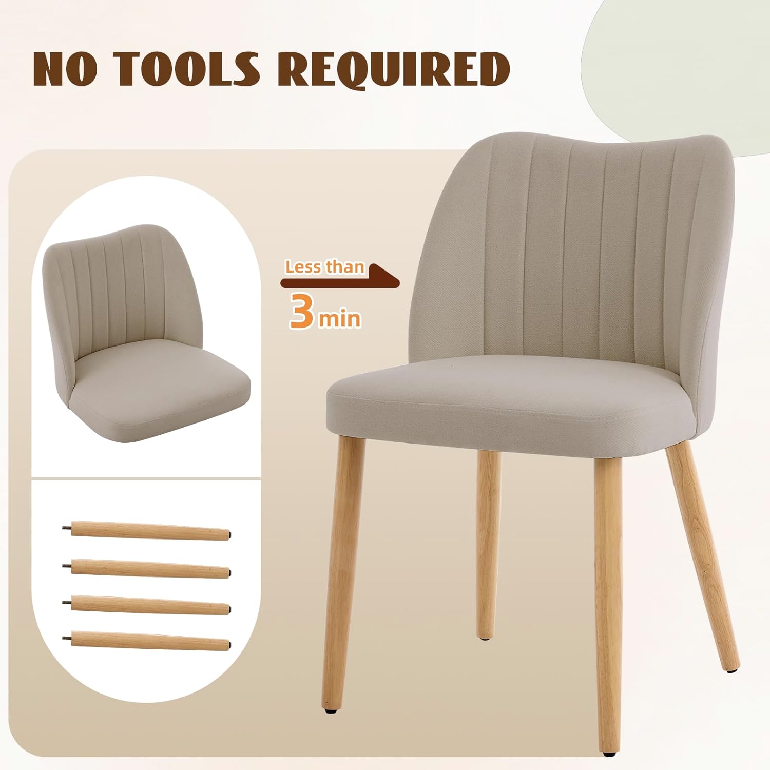 Garvee Modern Wooden Upholstered Dining Chairs with Wood Legs for ...