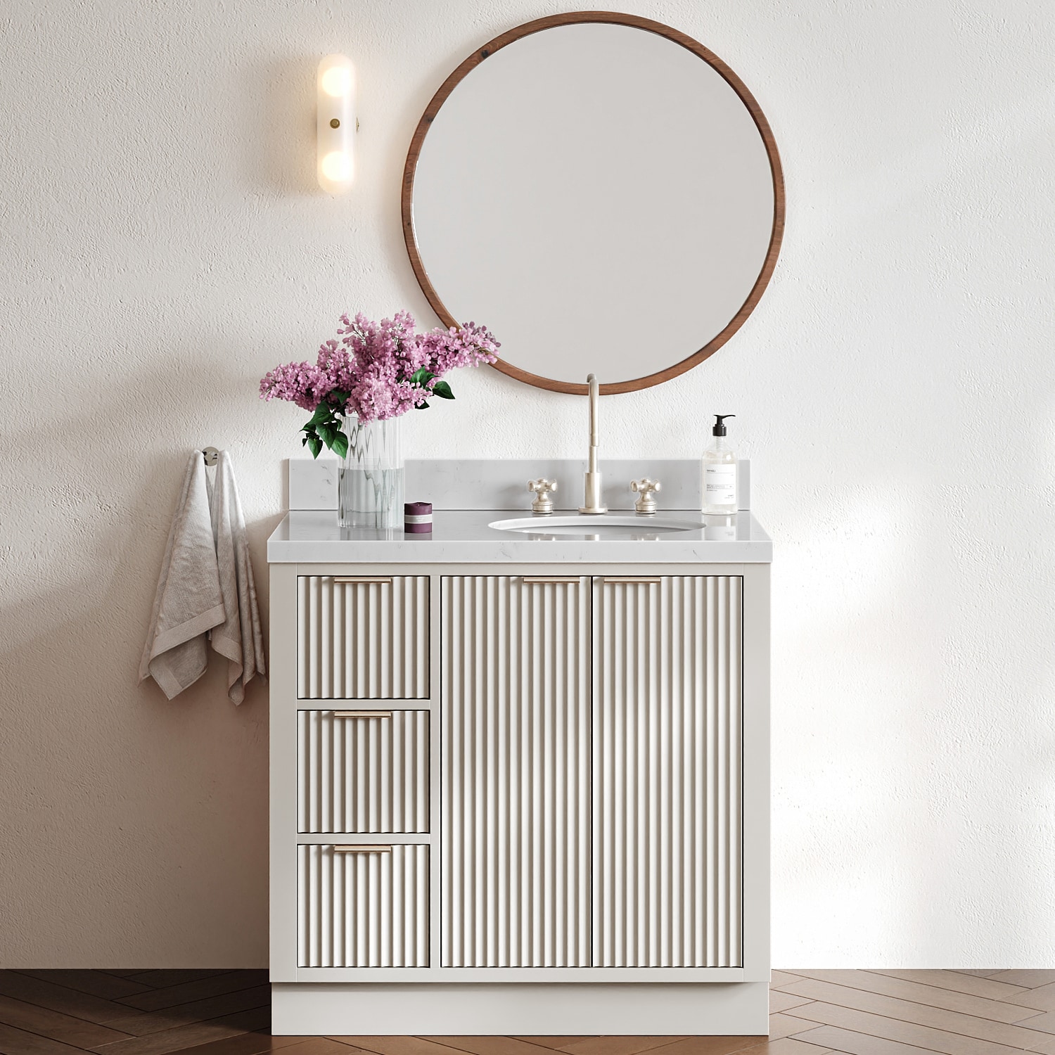 ARIEL Milan 36-in Warm White Undermount Single Sink Bathroom Vanity ...