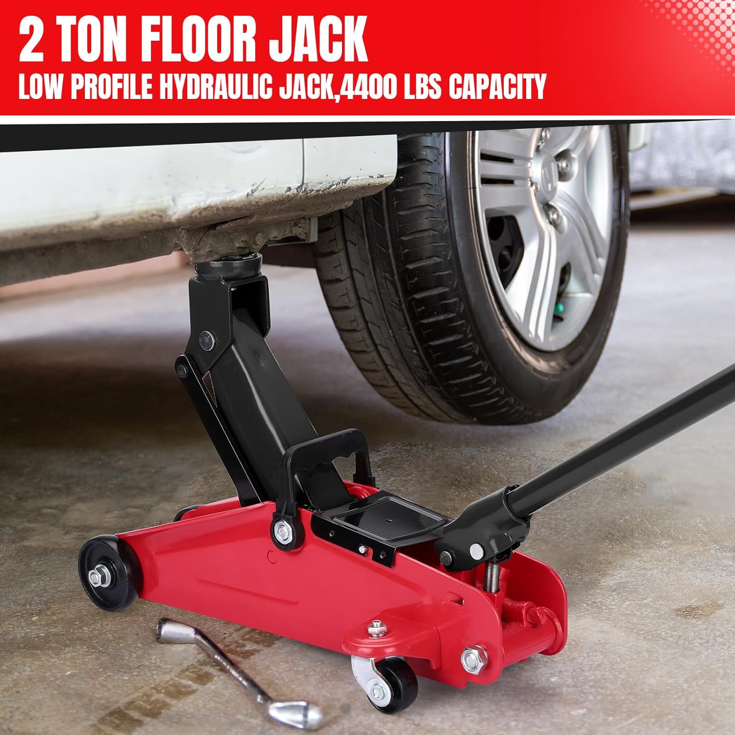 IdealHouse 2 Ton Hydraulic Floor Jack Low Profile 2 Ton 4400 Lbs ...