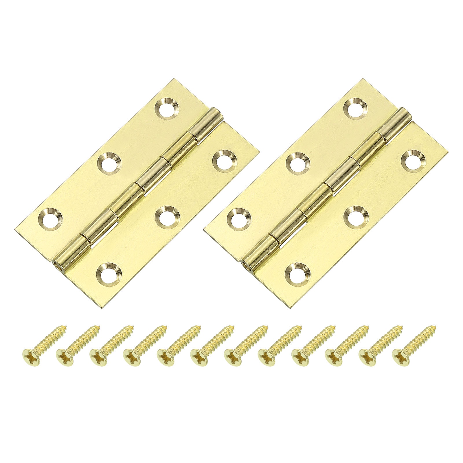 Unique Bargains 2 pcs Folding Butt Hinges 2.5 Inch Brass Small Door ...