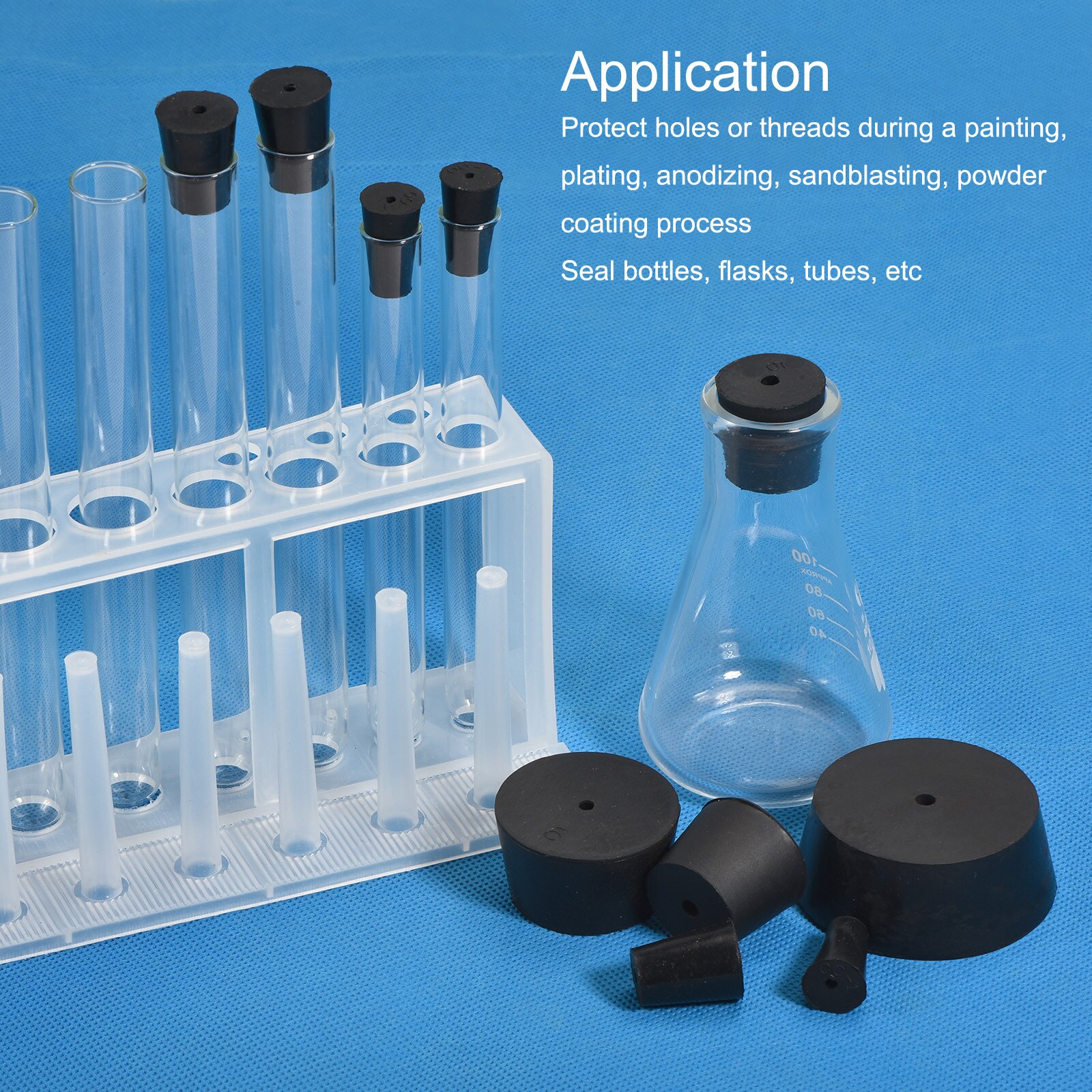 Unique Bargains Rubber Tapered Plug 16mm to 20mm with Hole Test Tubes ...