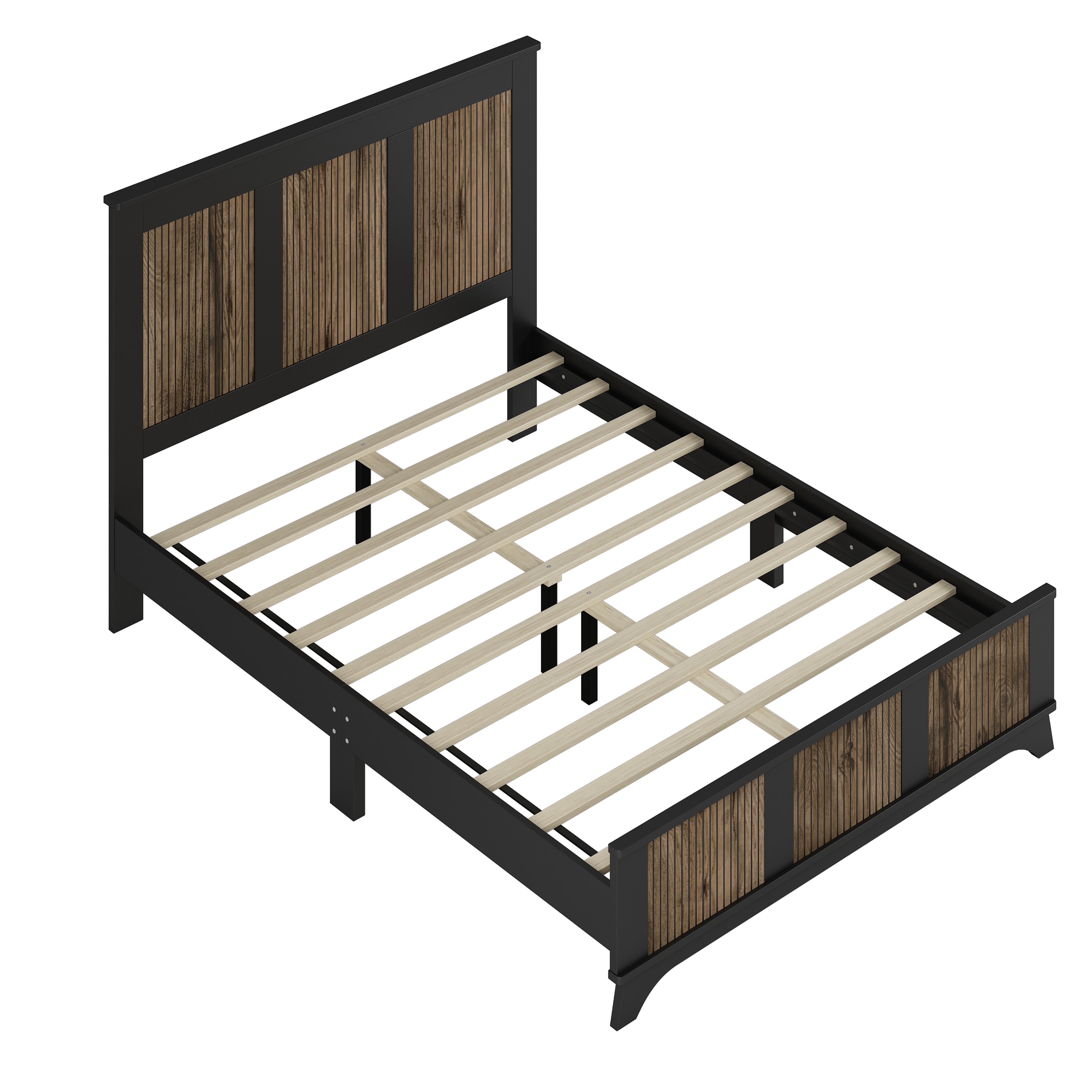 Tinyhomie 4 Pieces Bedroom Sets Queen Size Farmhouse Platform Bed with ...