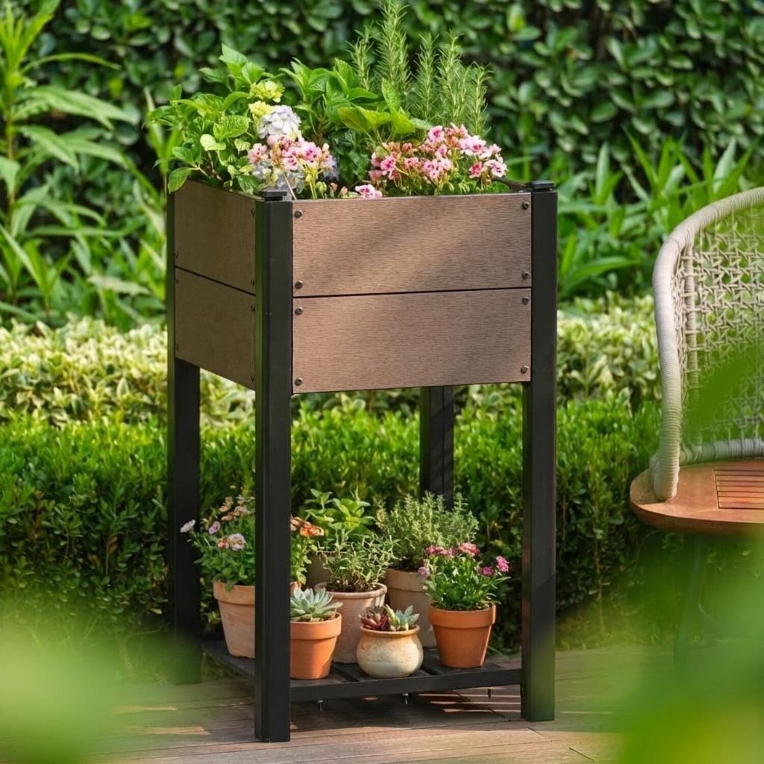 Garvee Wood Look Raised Garden Bed Large Tall Outdoor Planter Box for ...