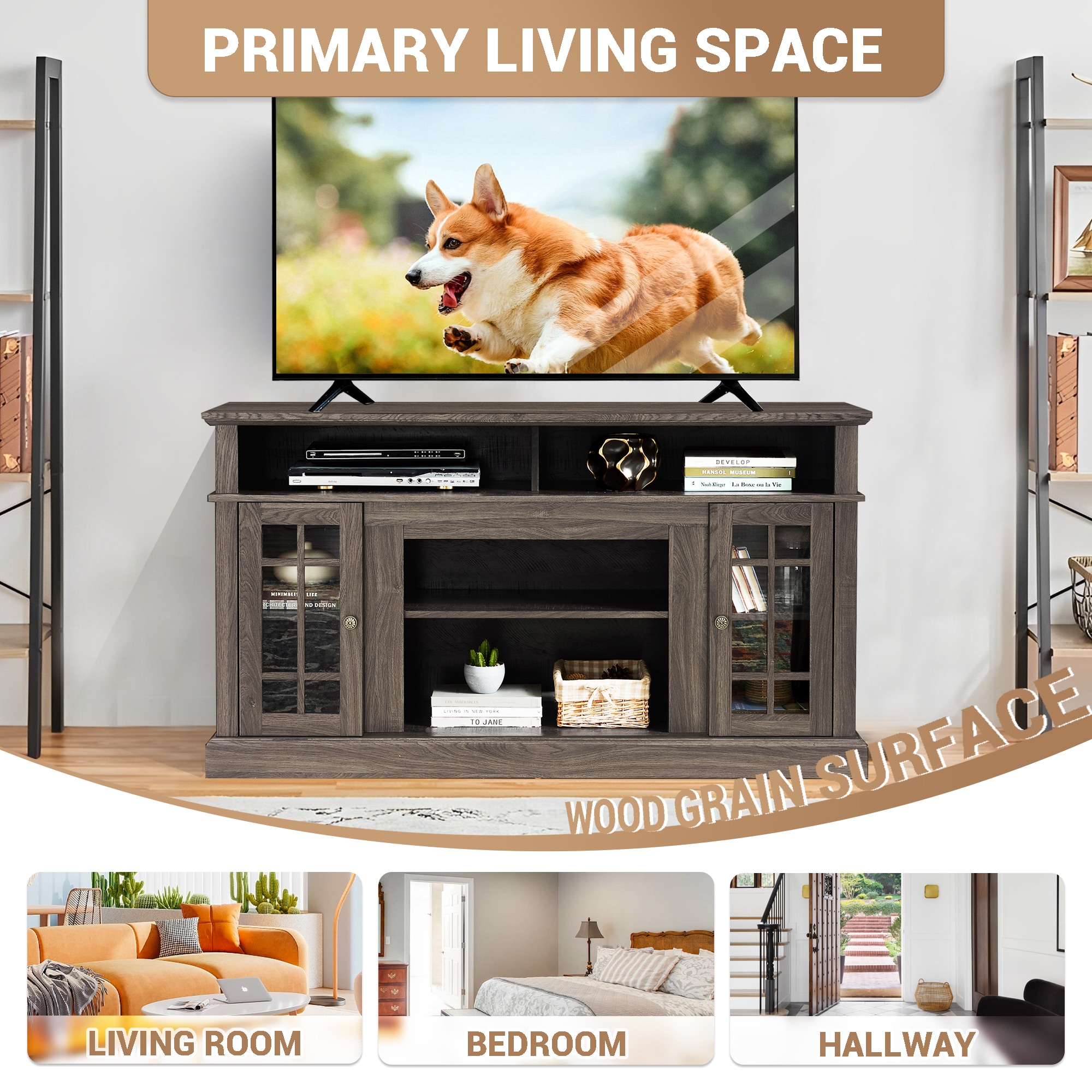 Fun Orange TV-STAND Farmhouse/Rustic Black + Dark Walnut Tv Stand ...