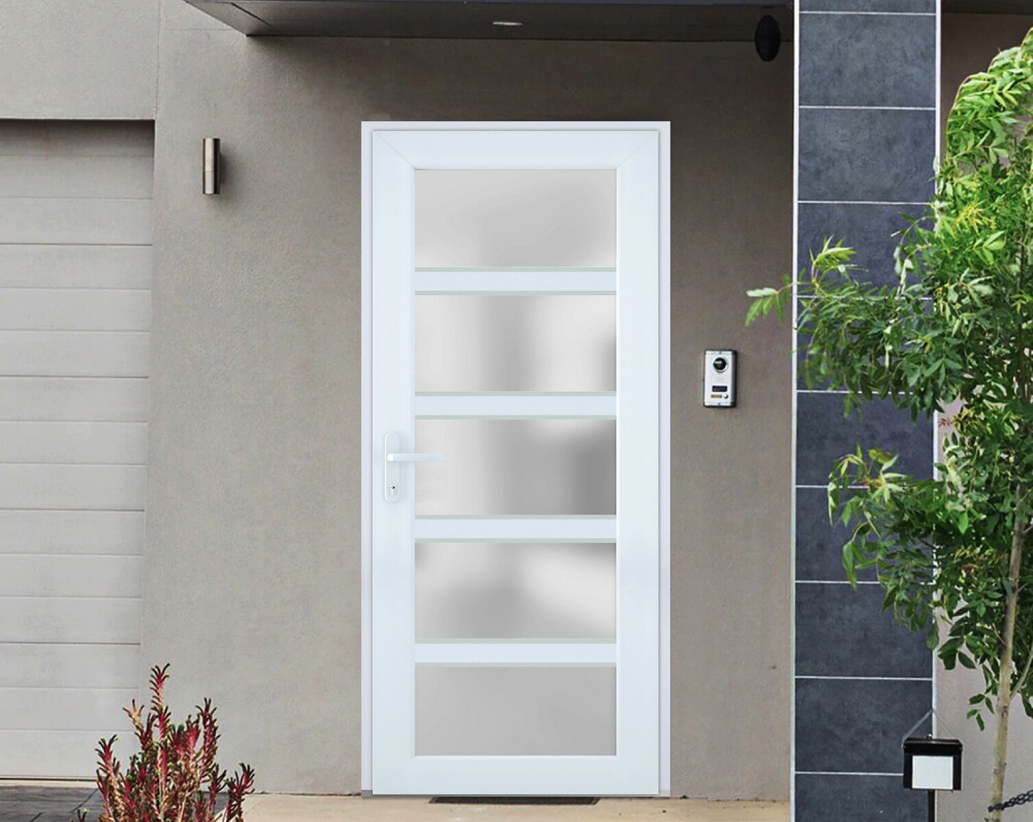 Vdom doors VDOMDOORS MANUX8002 Exterior Prehung Steel Door White SIlk ...