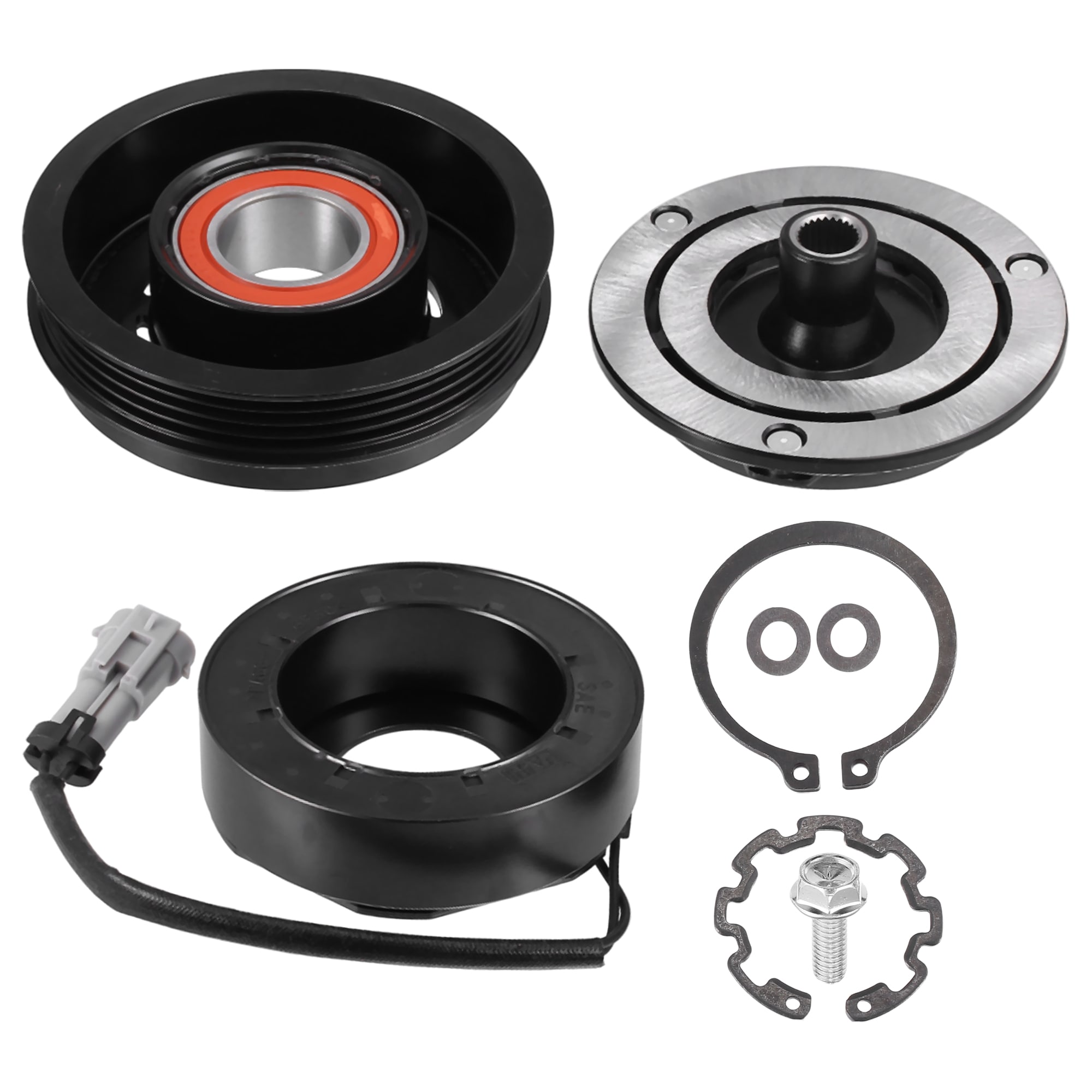 Unique Bargains 1 Set AC Compressor Clutch Kit Pulley Coil Auto Repair ...