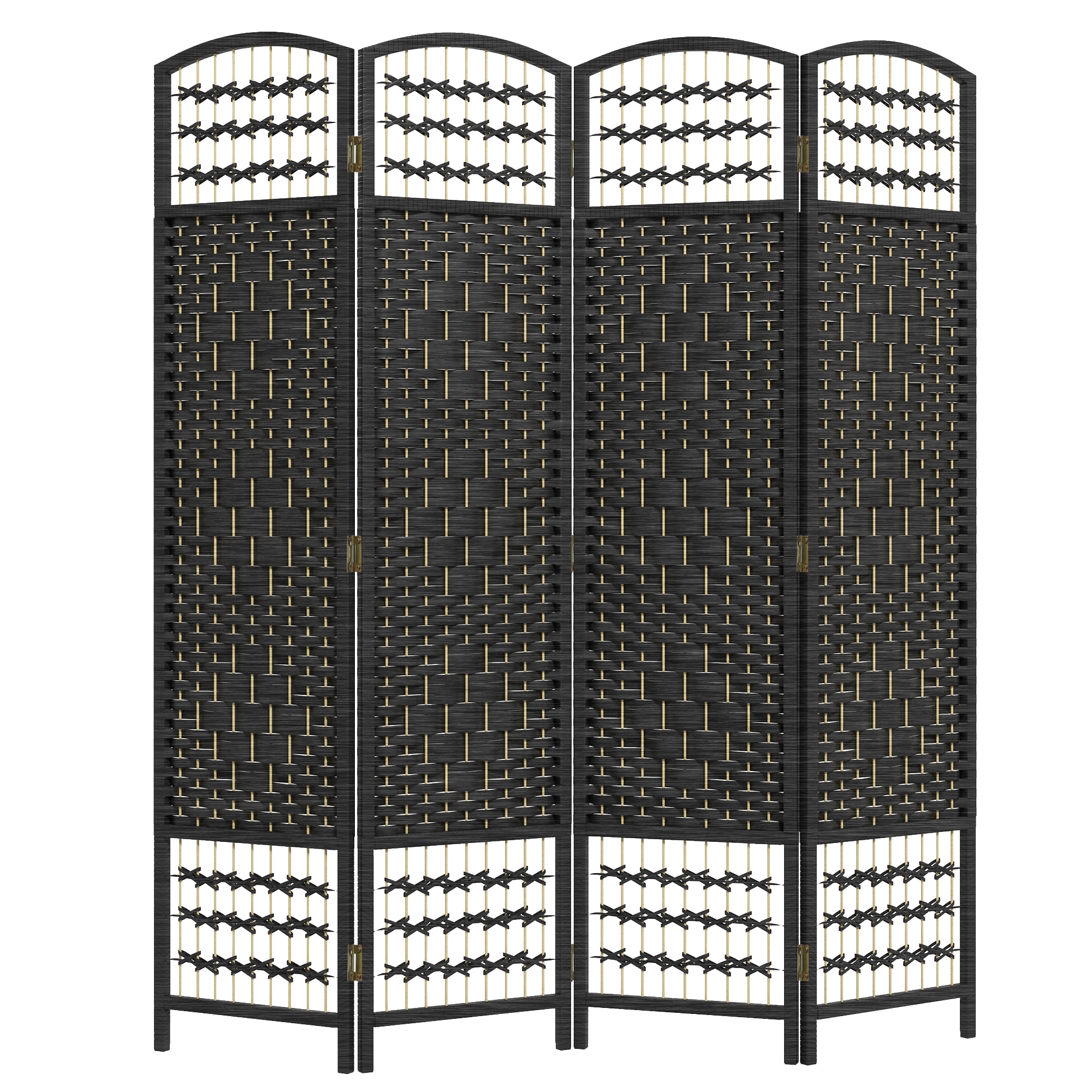 Huluwat 4 Panel Room Divider Folding Privacy Screen Room Separator Wave ...