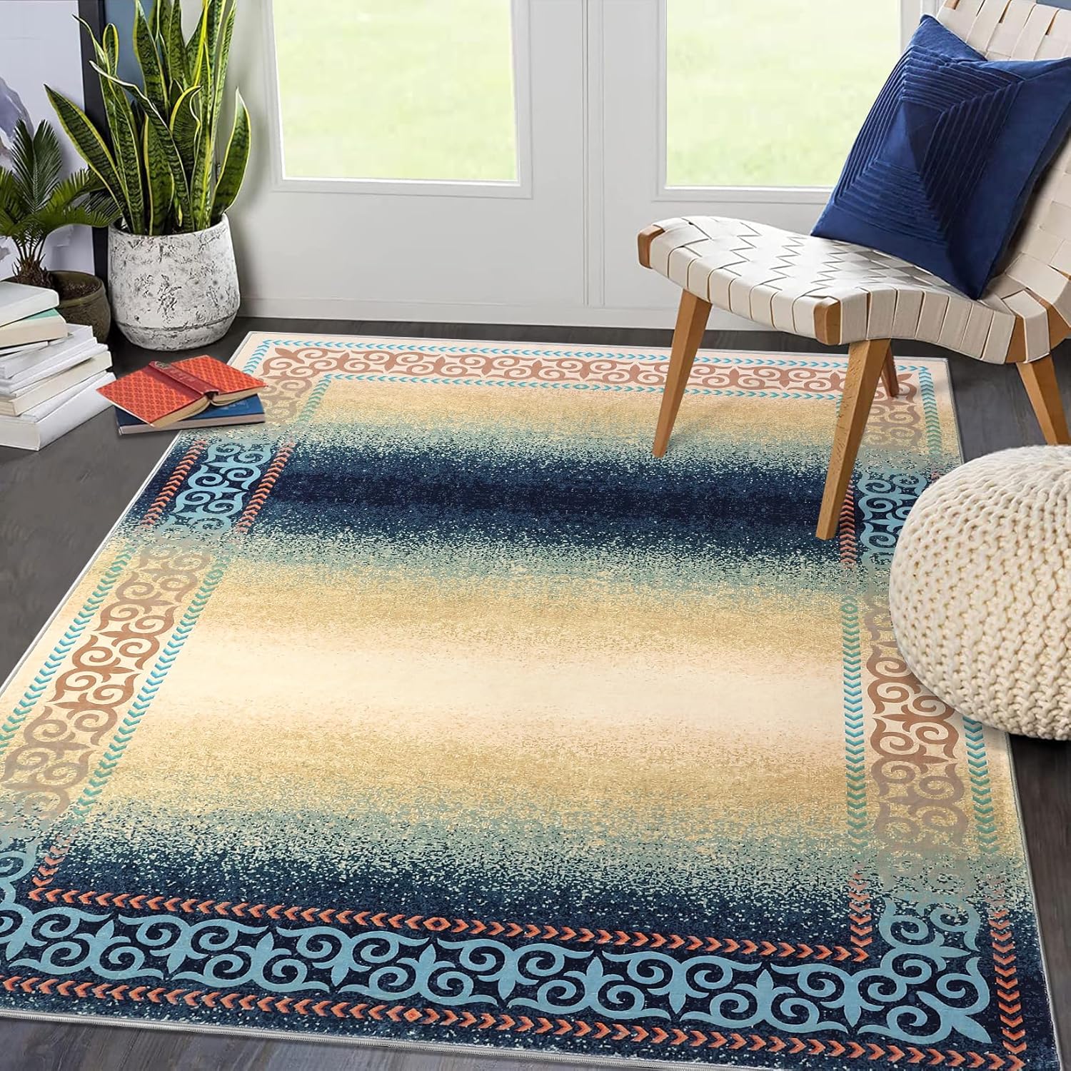 Qeetex Modern Ombre Area Rug Washable Soft Non Slip Non Shedding for ...