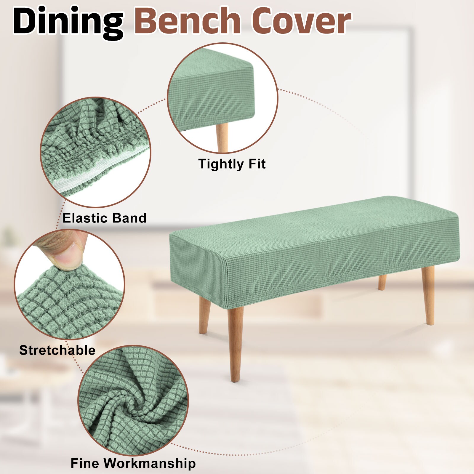 Unique Bargains Dining Bench Cover Stretch Piano Long Bench Stool ...