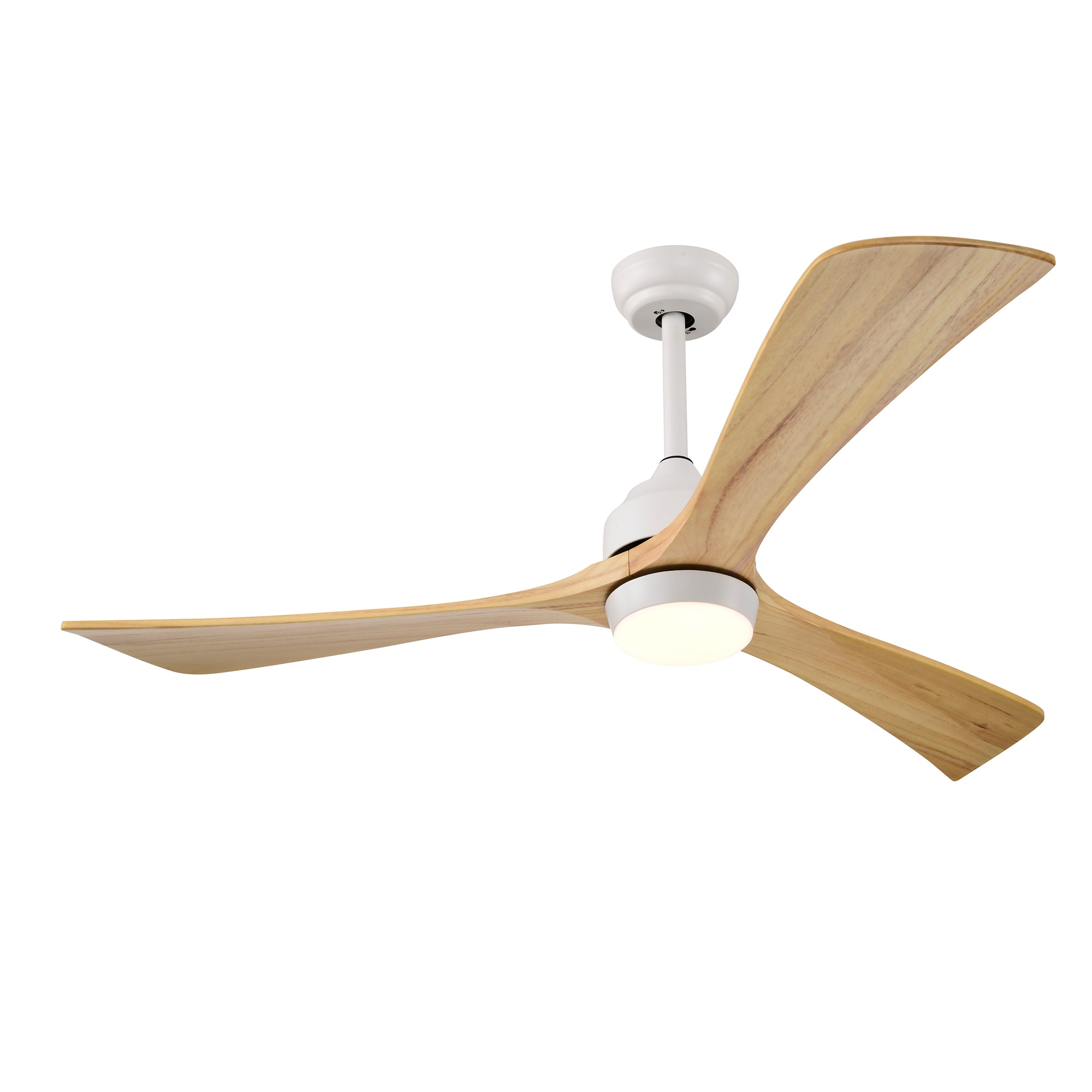 Bybafun 52-in Color-Changing Integrated LED Outdoor White + Wood with ...