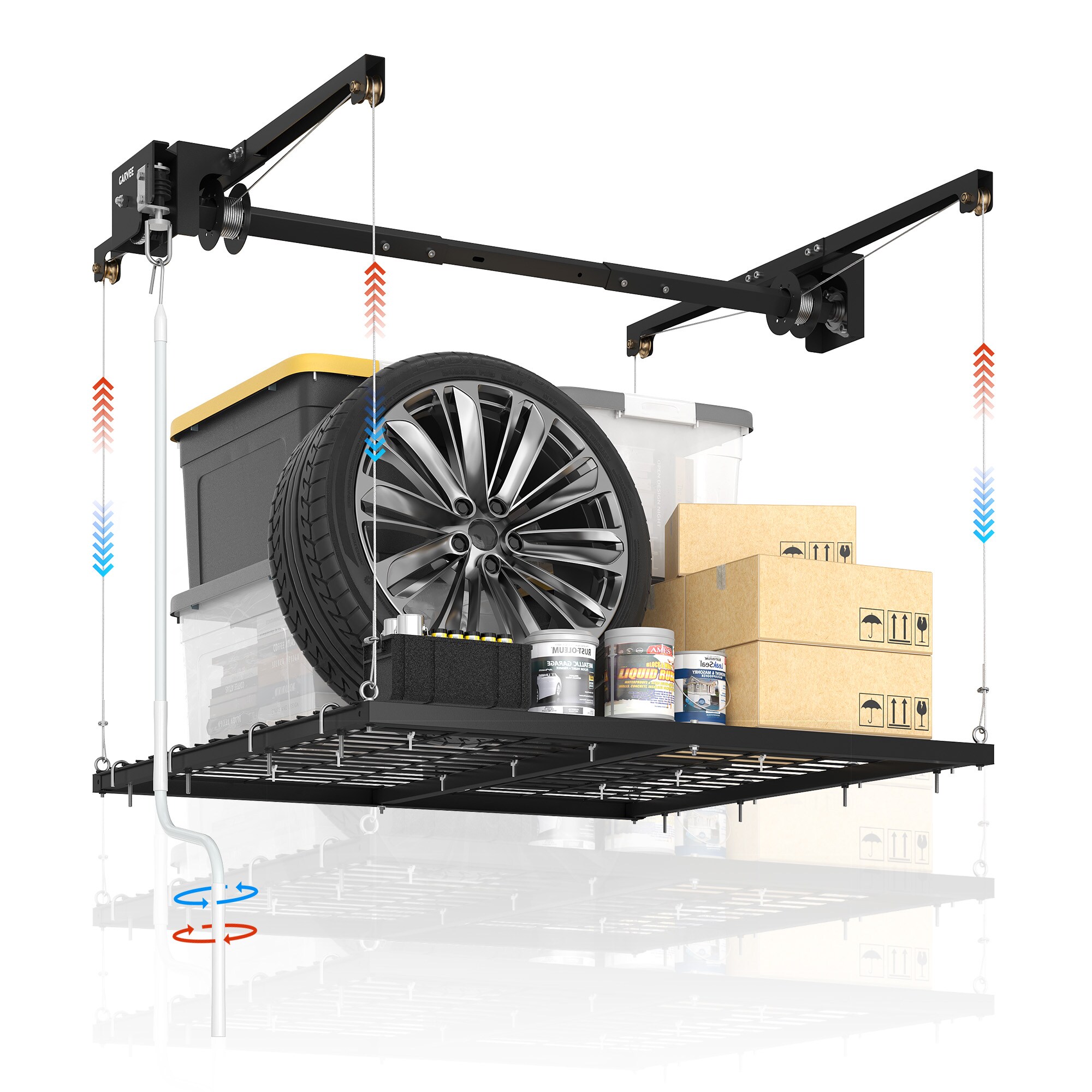 Garvee Heavy Duty Overhead Garage Storage Rack Lift - 4x4 ft 350 lbs ...