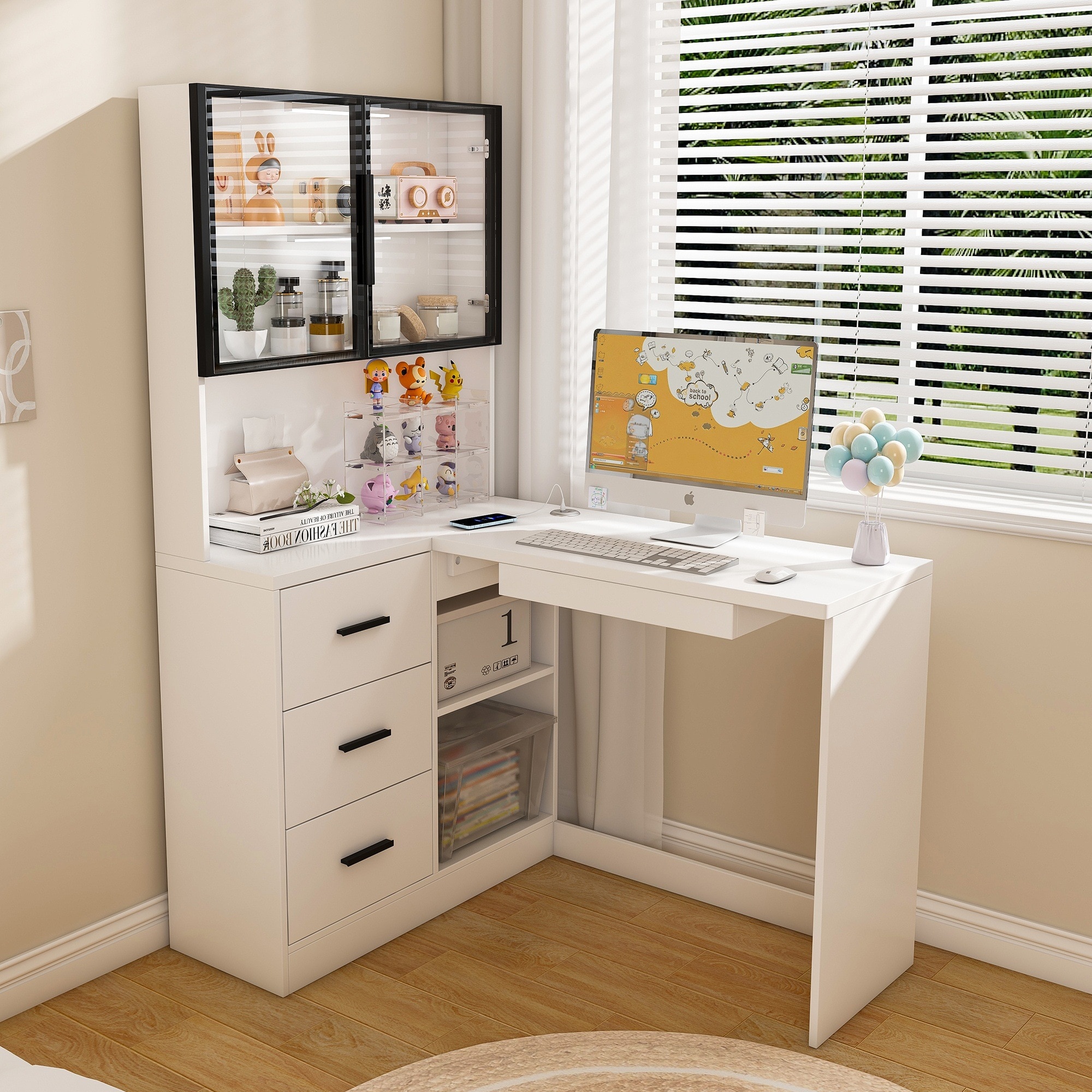Horizons Prime 43 inch White MDF Corner L-Shaped Computer Desk with ...