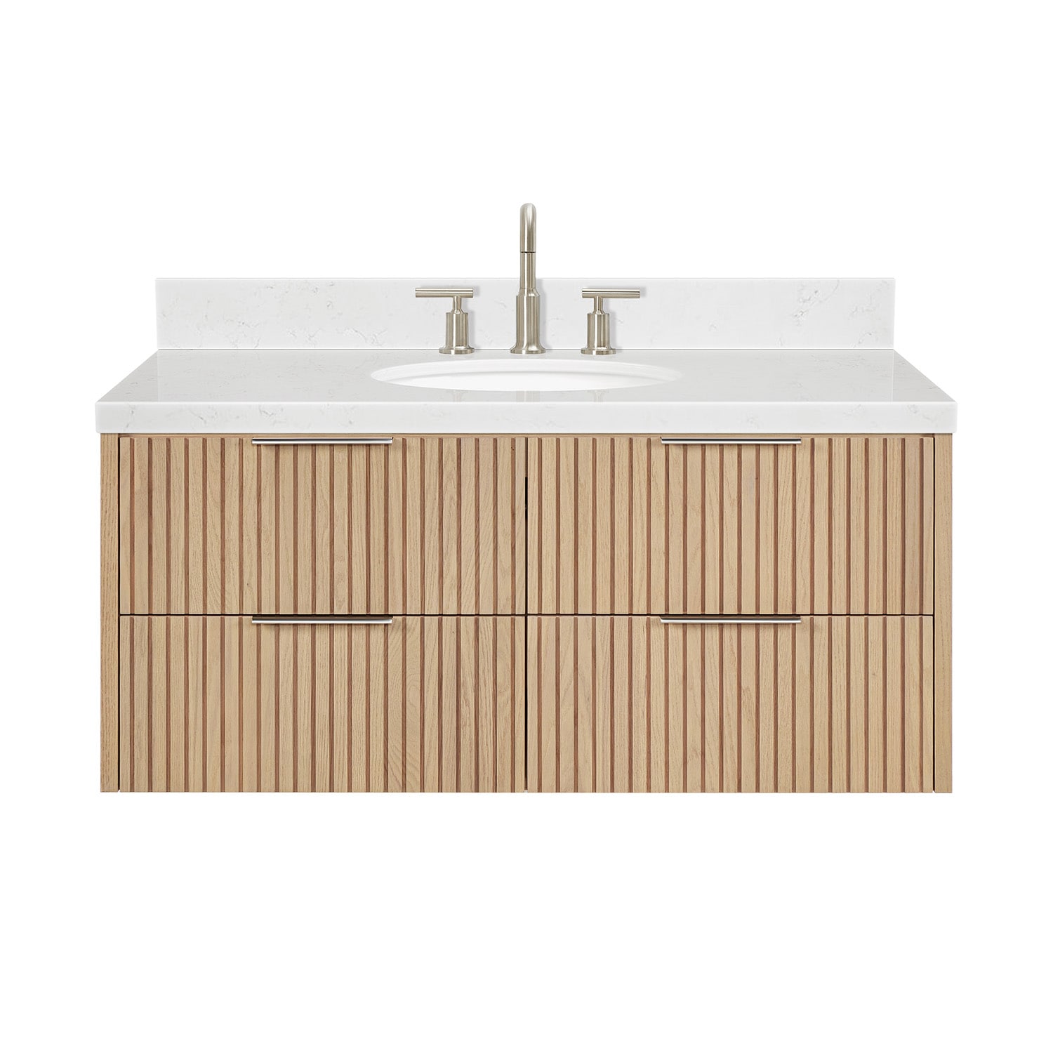 ARIEL Lucia 48-in Natural Oak Undermount Single Sink Bathroom Vanity ...