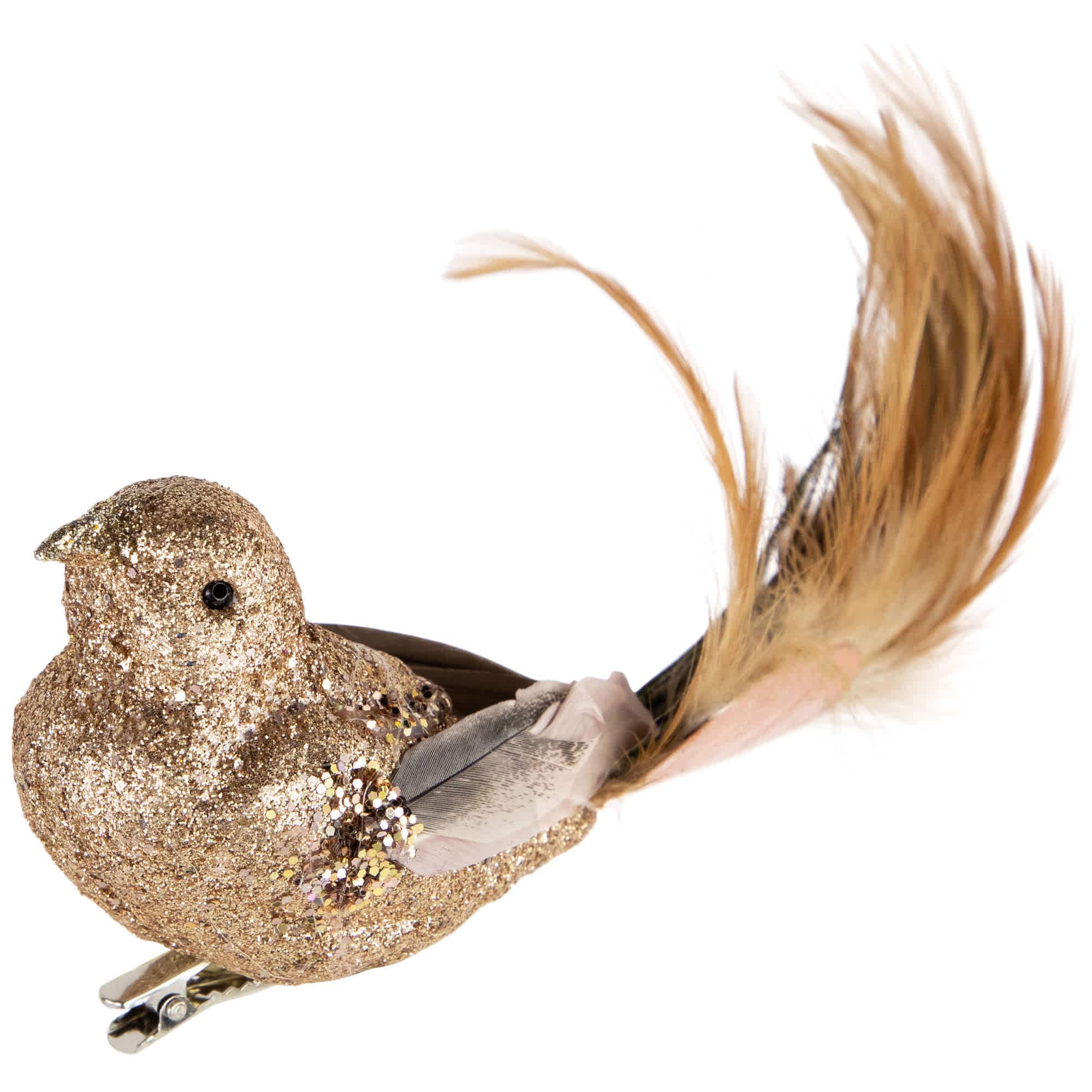 Northlight Glitter Bird with Feather Tail Clip On Christmas Ornament ...