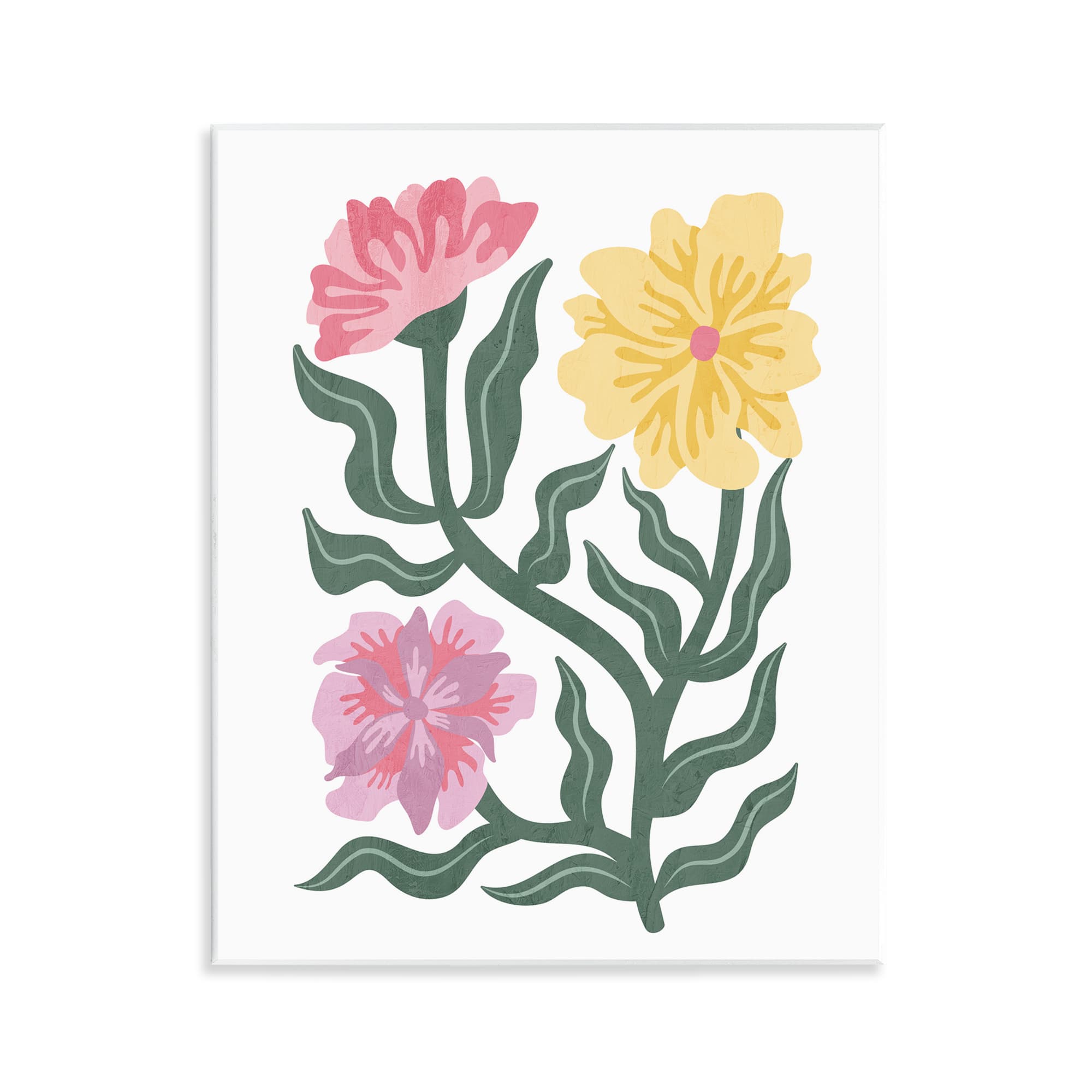 Stupell Industries Modern Blooms with Curved Leaves Wall Plaque Art By ...