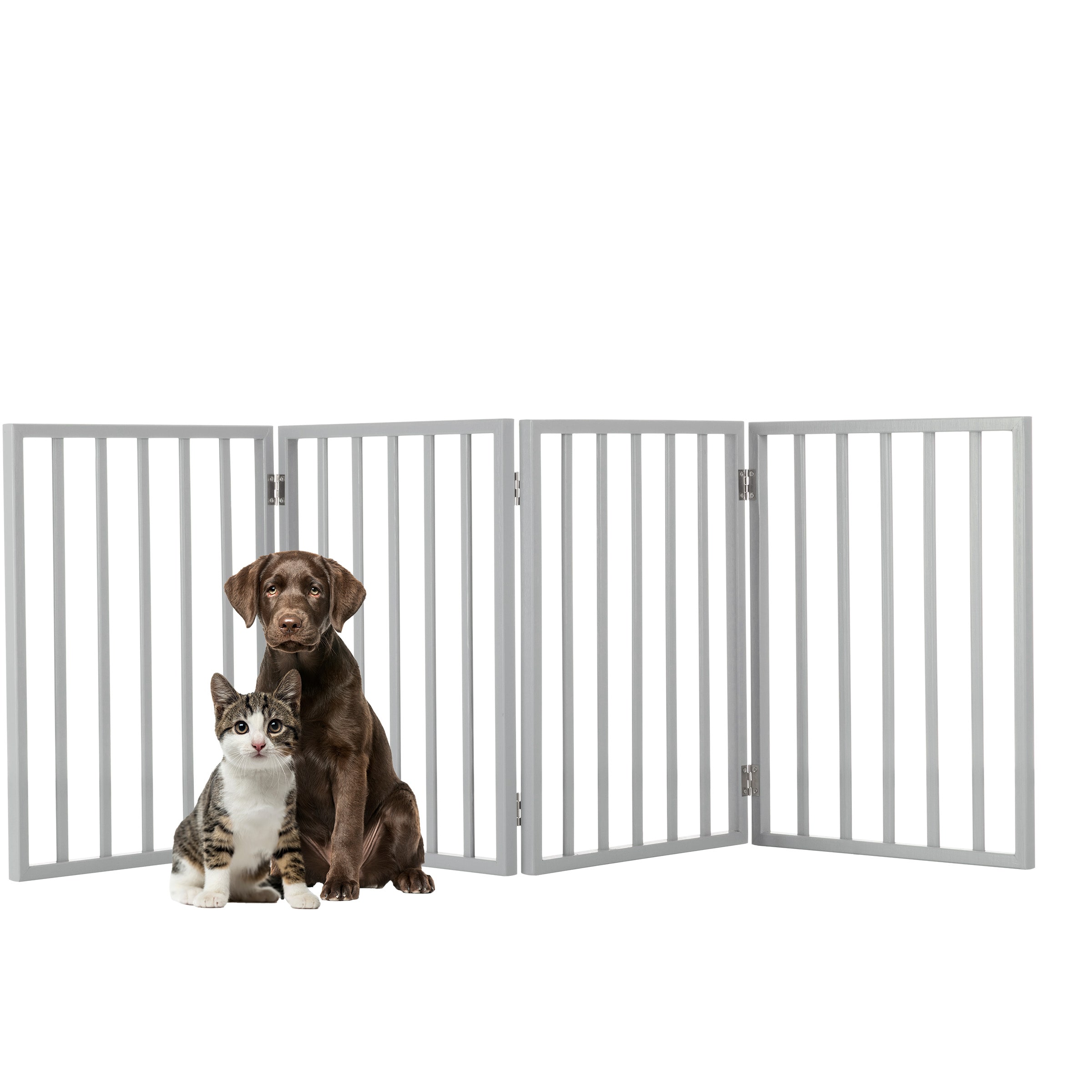 PETMAKER 4-Panel Indoor Foldable Pet Gate for Stairs or Doorways (Gray ...