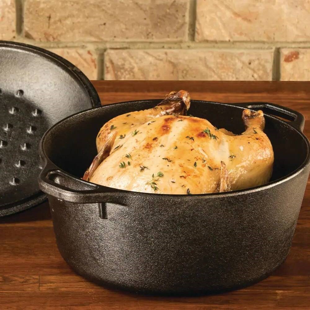 Slickblue Black Cast Iron Dutch Oven with Lid Oven for Stove Grill or ...
