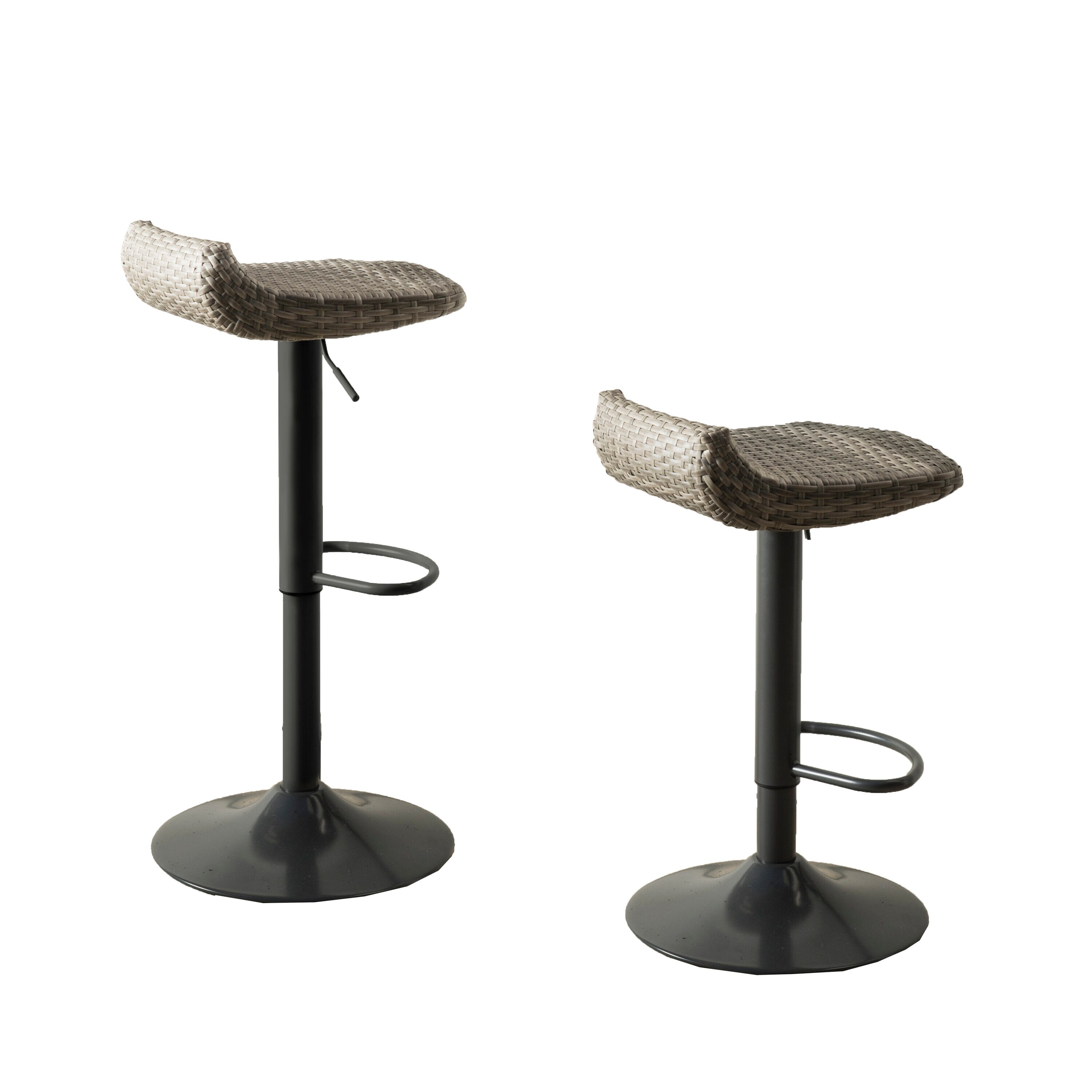 RST Brands Cannes Set of 2 Wicker Gray Aluminum Frame Swivel Bar Stool Chair with Woven Seat in the Patio Chairs department at Lowes