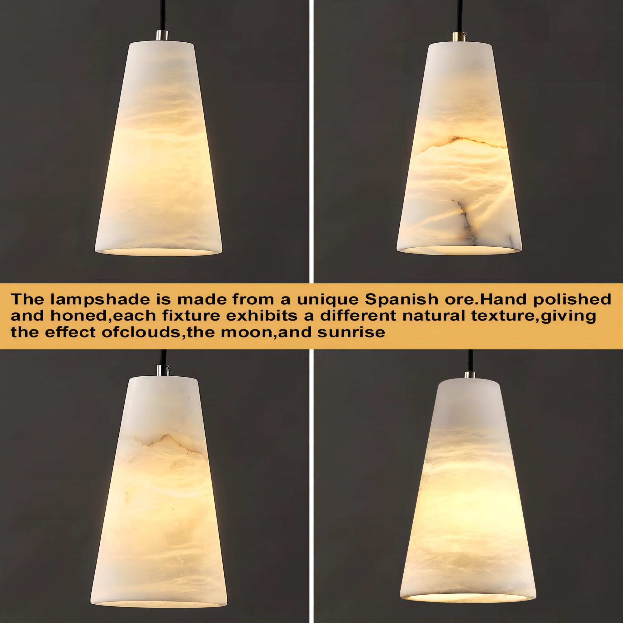 Kviflon 2 Light Cone Alabaster Pendant Light for Kitchen Island Dining ...