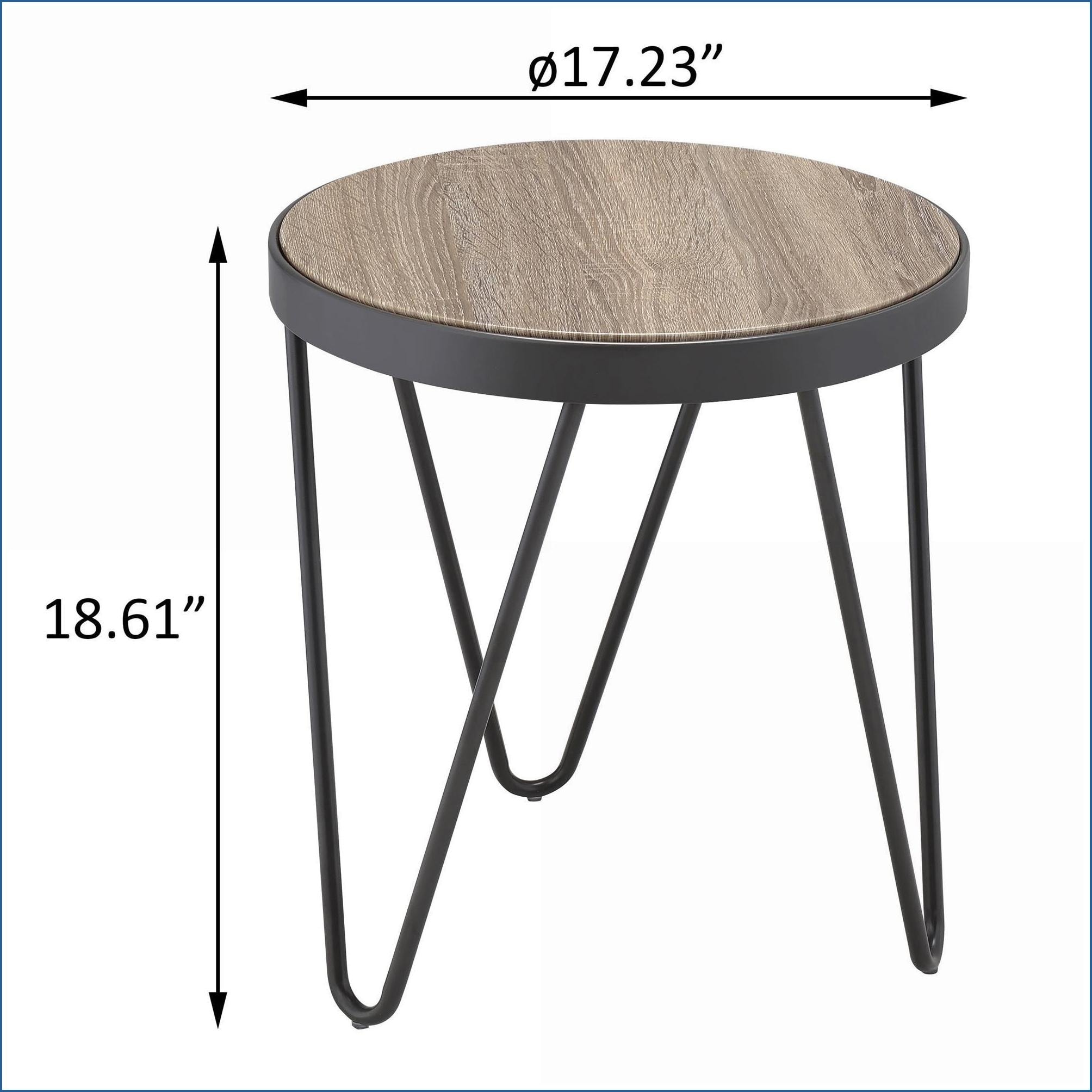 Watnature Weathered Grey Oak amp Black Circular Coffee Table Versatile ...