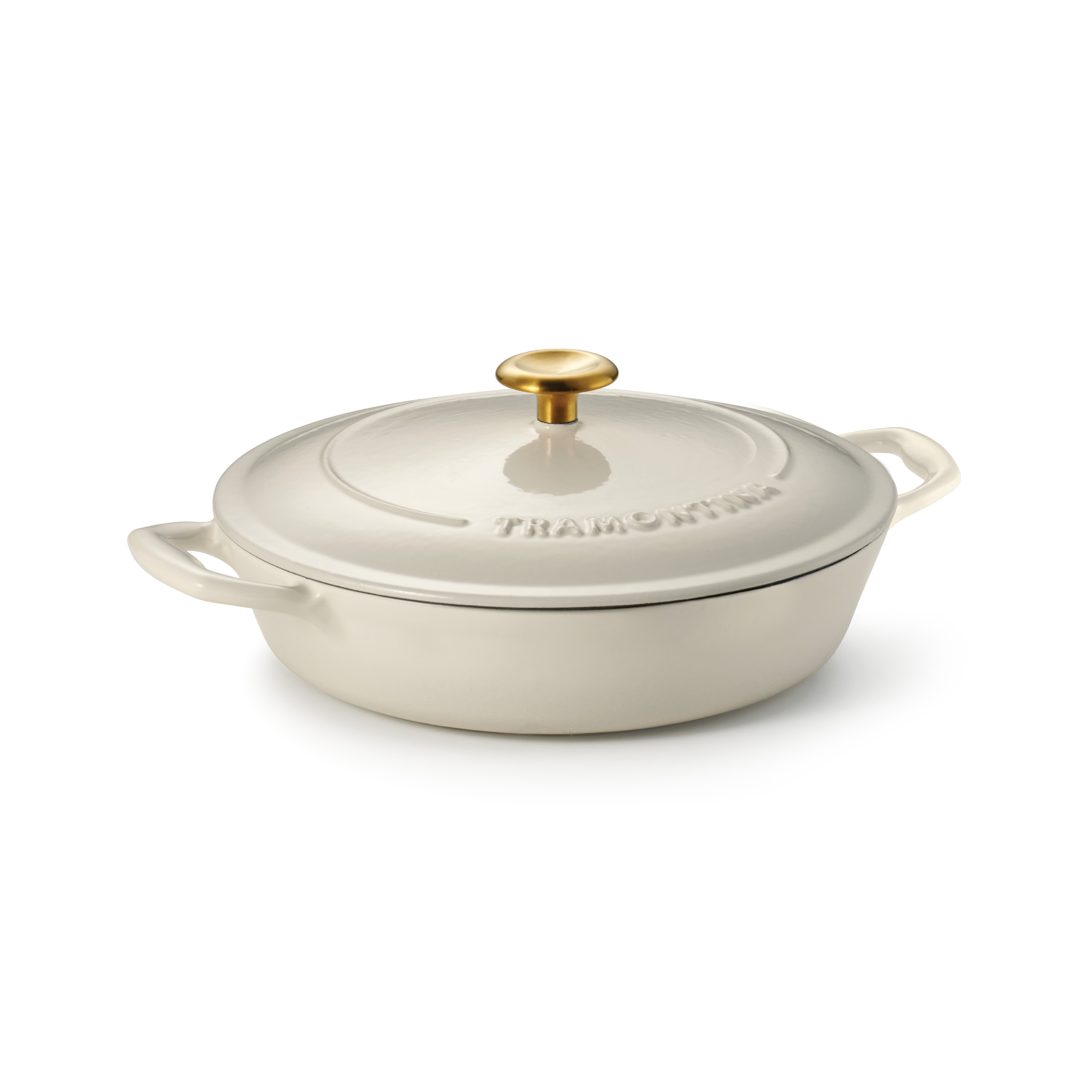 Tramontina Bestow 4 Quart Enameled Cast Iron Covered Braiser - Latte ...