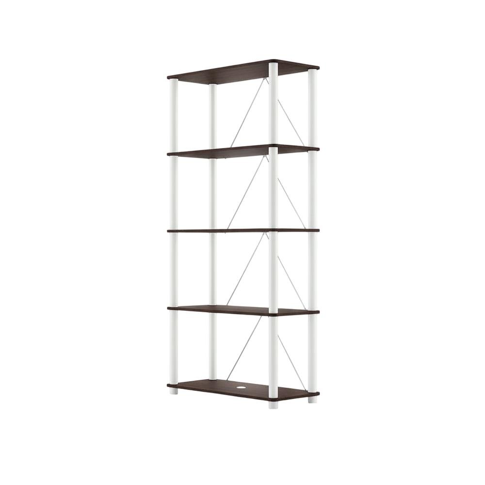 FurniFact Wood 5 Tier Open Bookcase with Spacious Shelving for Home ...