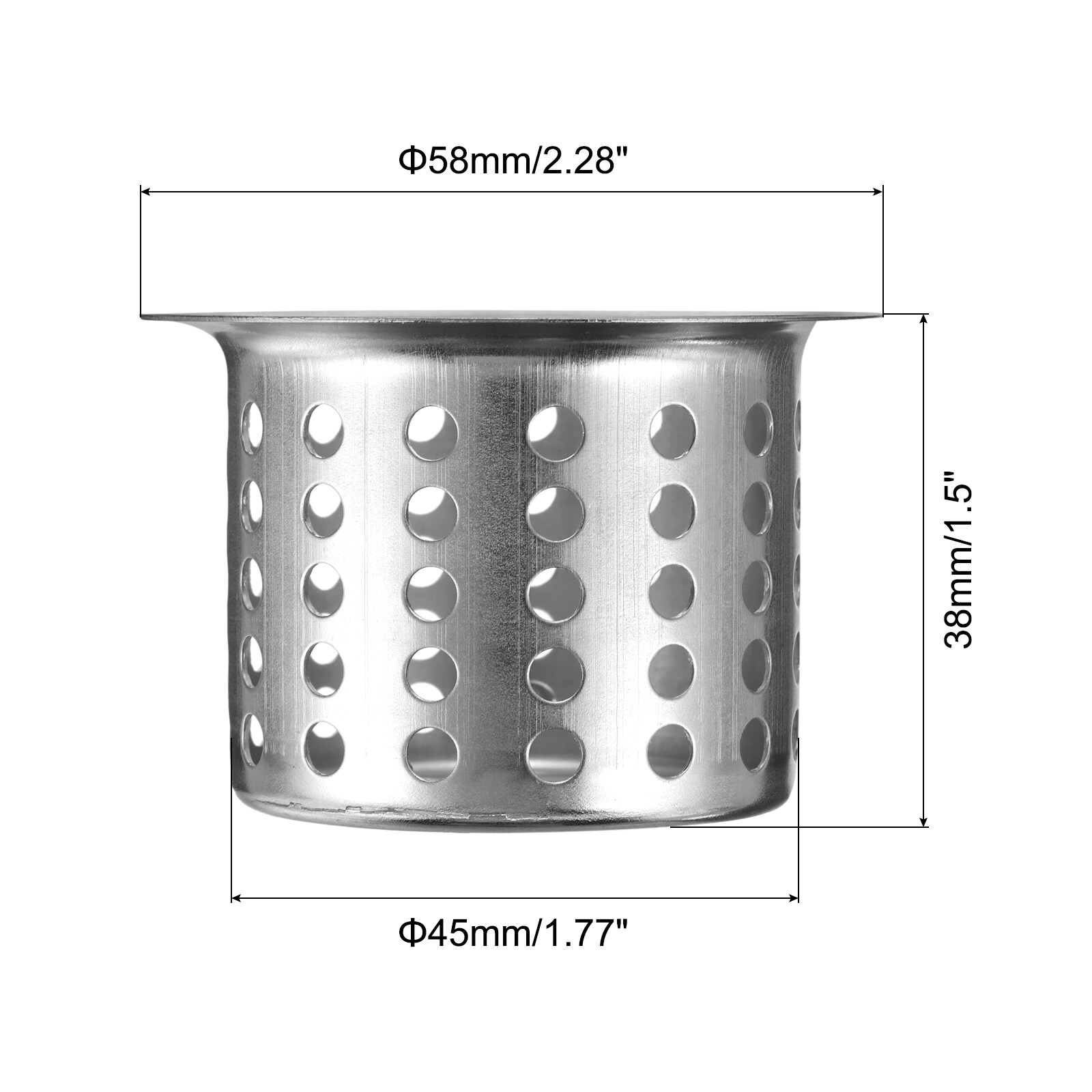 Unique Bargains Kitchen Sink Drain Basket 2 1/4 Inch Stainless Steel ...