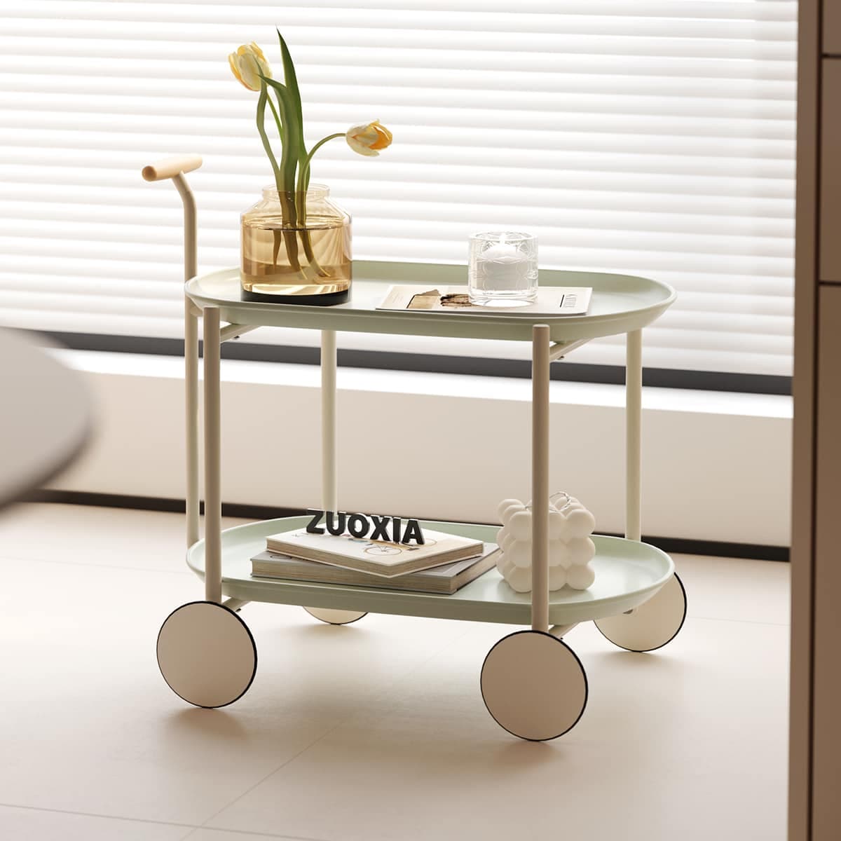 Vynxaria Mobile Storage Cart Double Layer Rolling Utility Cart Anti ...