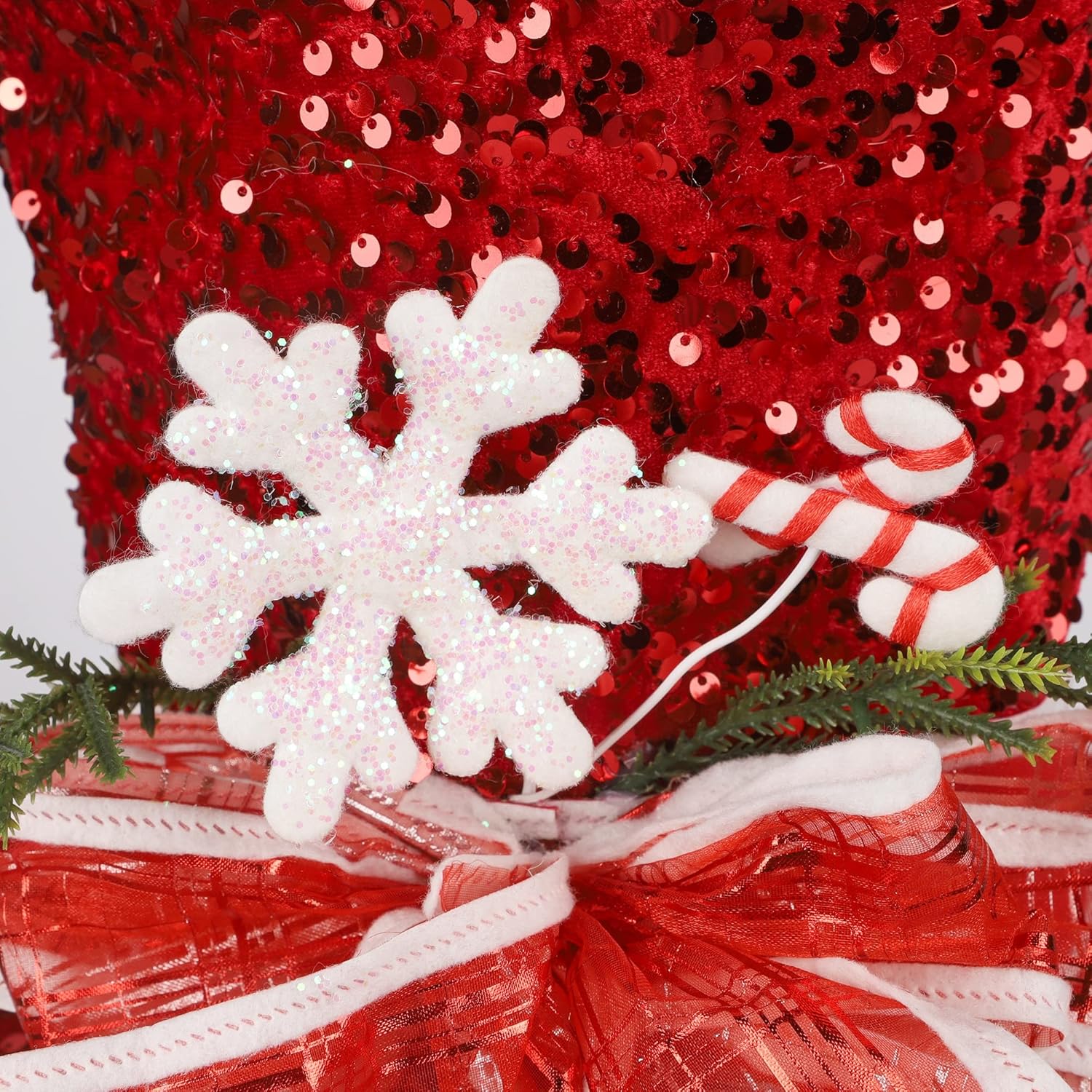 Etokfoks large red sequin Christmas tree topper hat 12 x 9 inch with ...