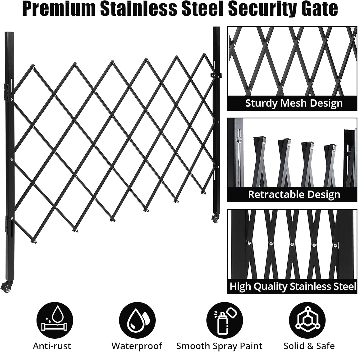 Garvee Double Folding Driveway Gate With Keys 61 in H x 72 in W Metal ...