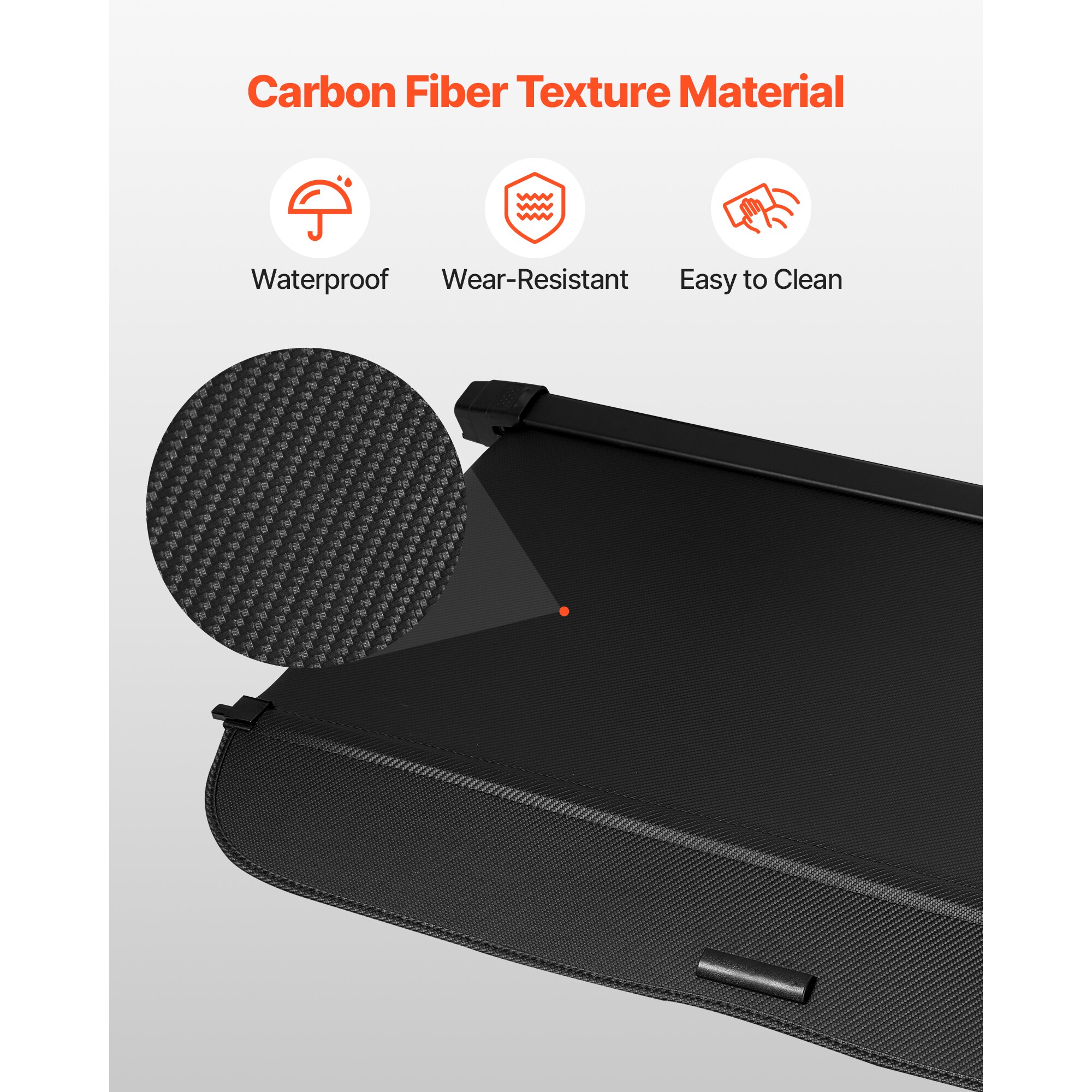 VEVOR Retractable Cargo Cover Upgraded Carbon Fiber Texture Trunk Cover ...