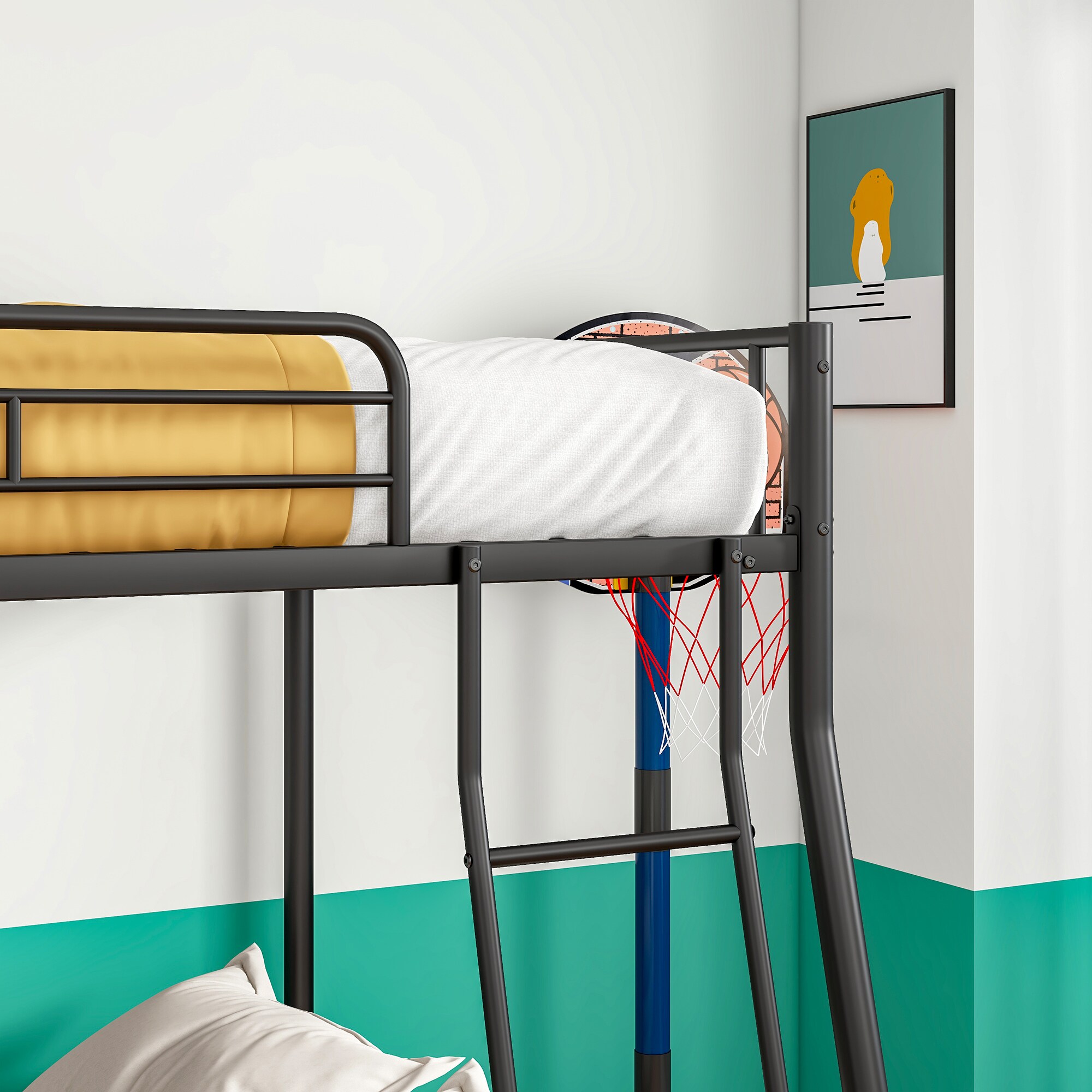JJJ Queen Black Metal Bed Frame Storage in the Beds department at Lowes.com