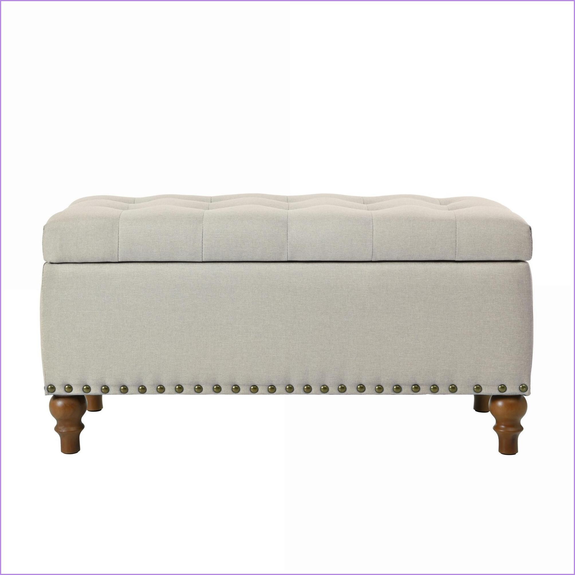Watnature Ottoman Storage Bench with Safety Hinge Beige Linen for ...