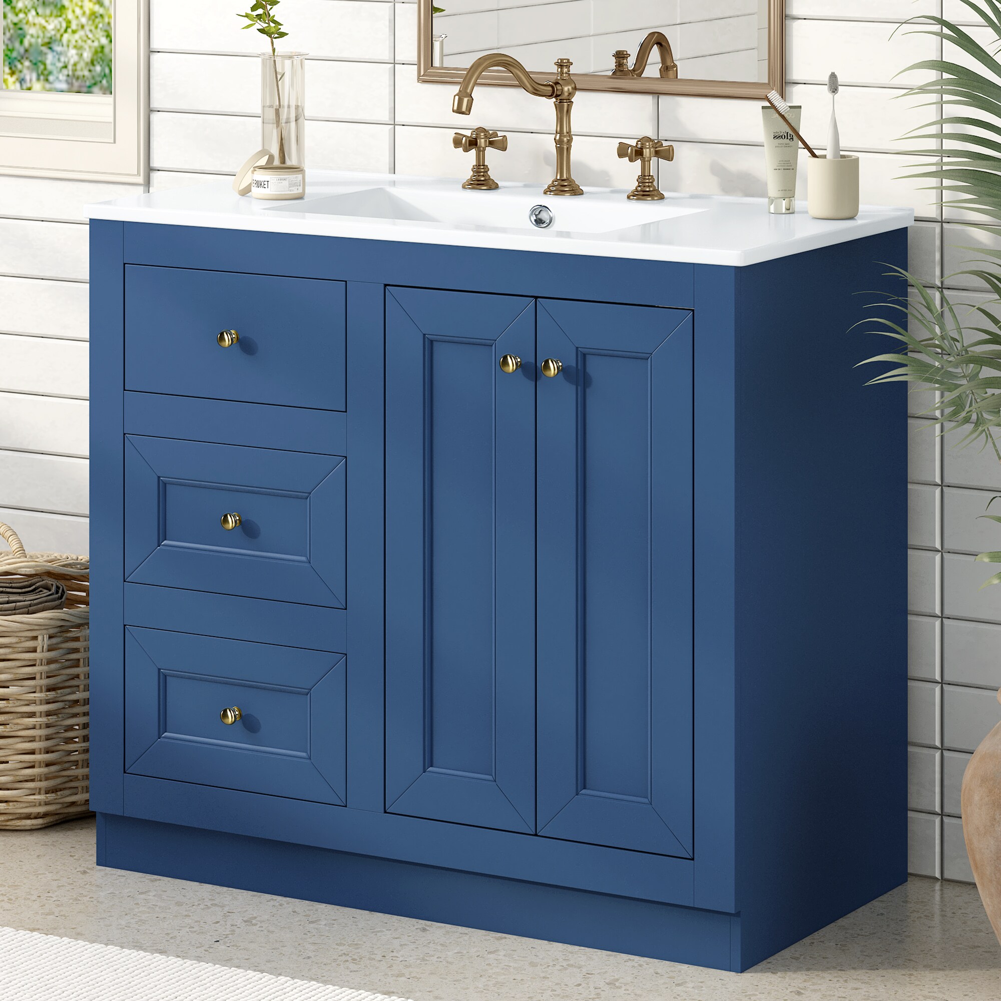 ModernLuxe Assembly Required 36inch Bathroom Vanity with Ceramic Sink ...