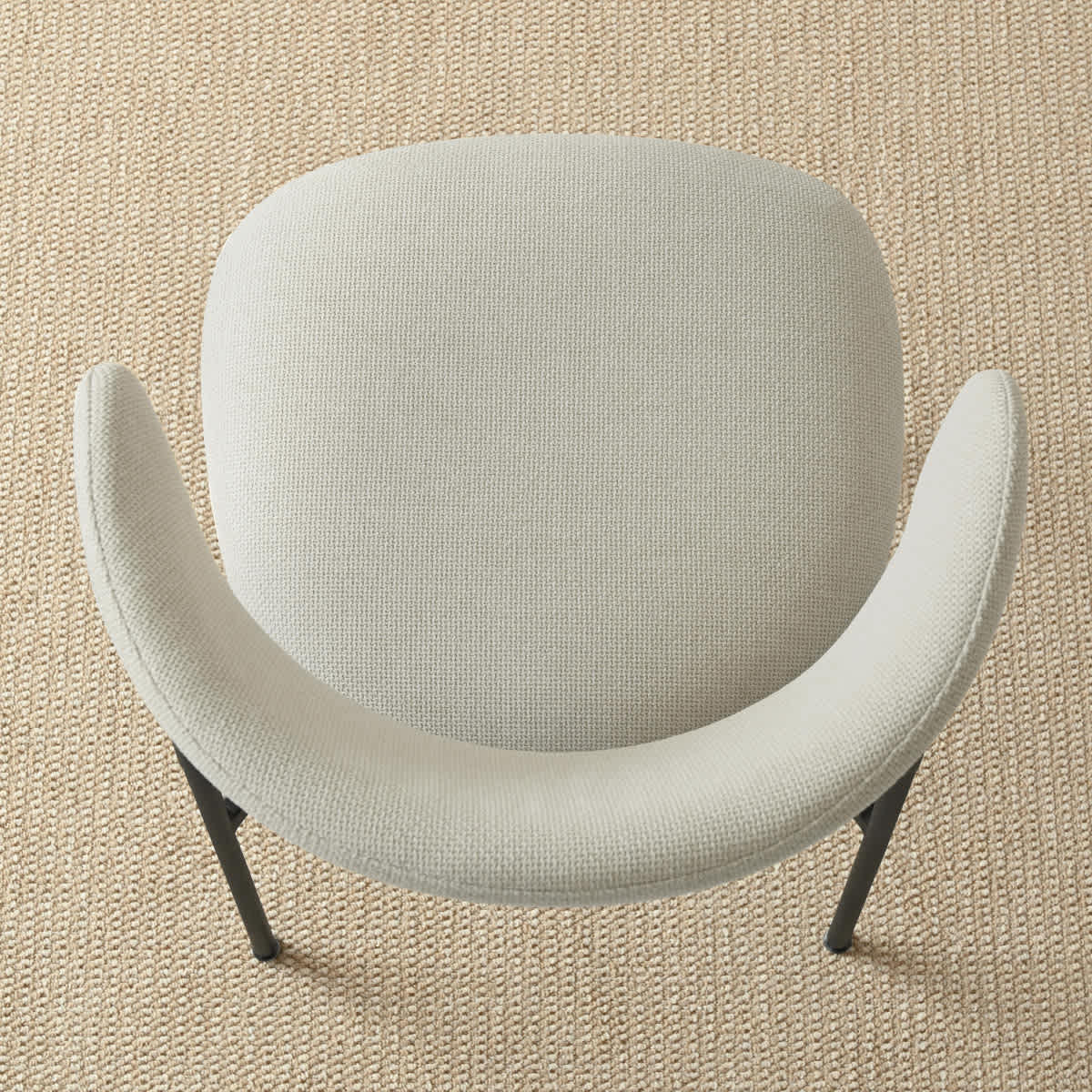 Maison Boucle Set of 2 Beige Upholstered Dining Chairs with Curved Open ...