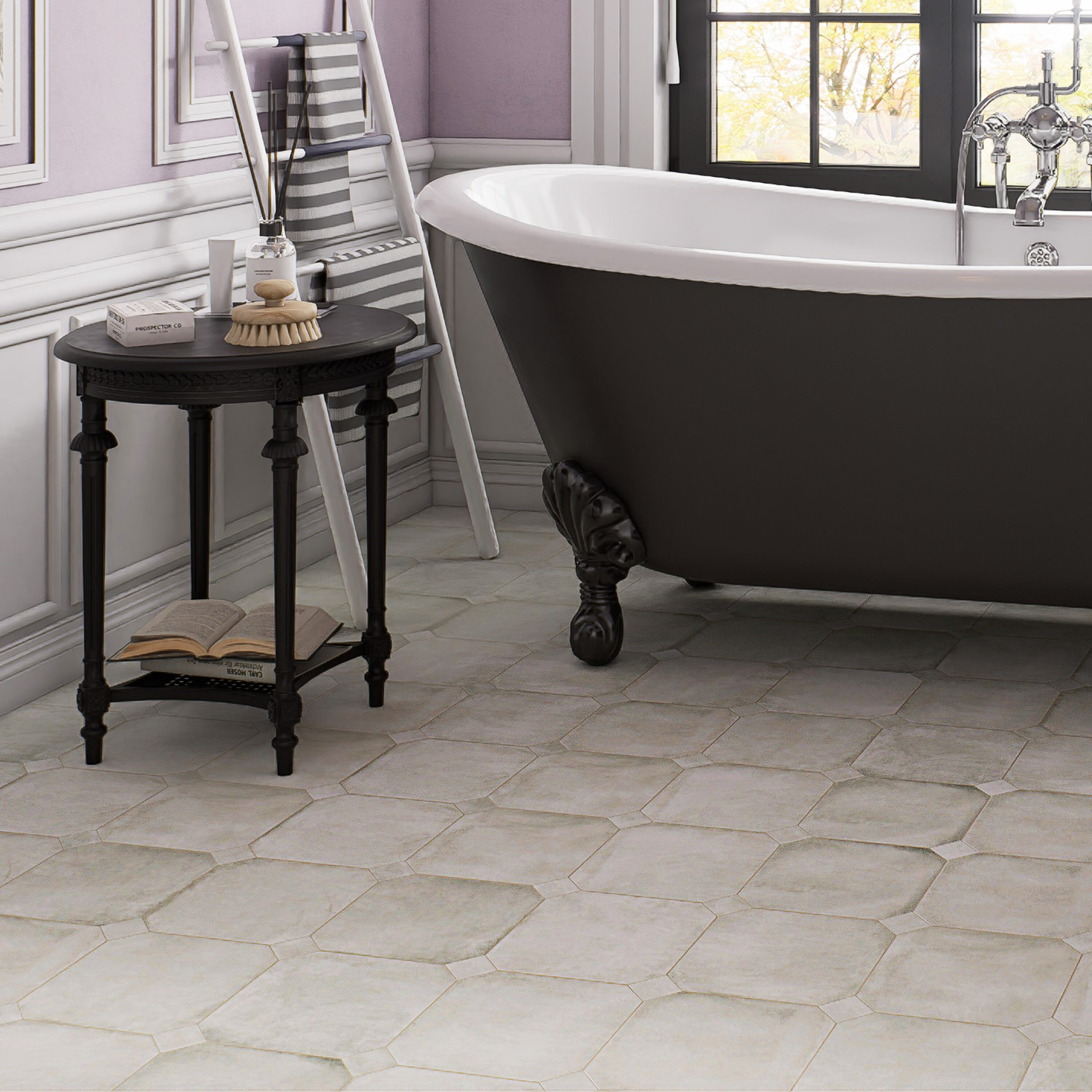 Affinity Tile Laverton Octagon Nieve 8-in x 8-in Matte Porcelain Cement ...
