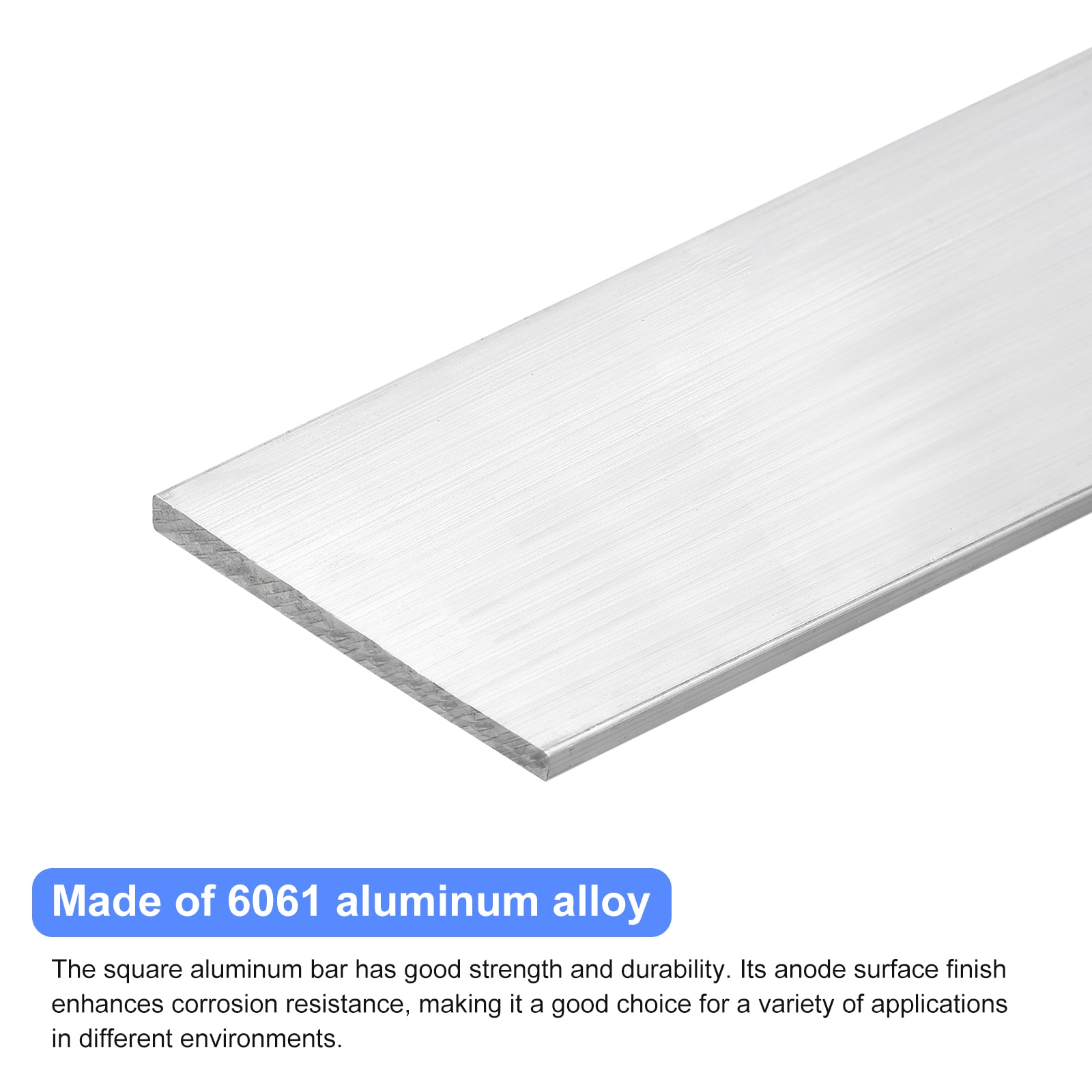 Unique Bargains Square Aluminum Flat Bar 1/4-Inch Thick 3.5-Inch Width ...
