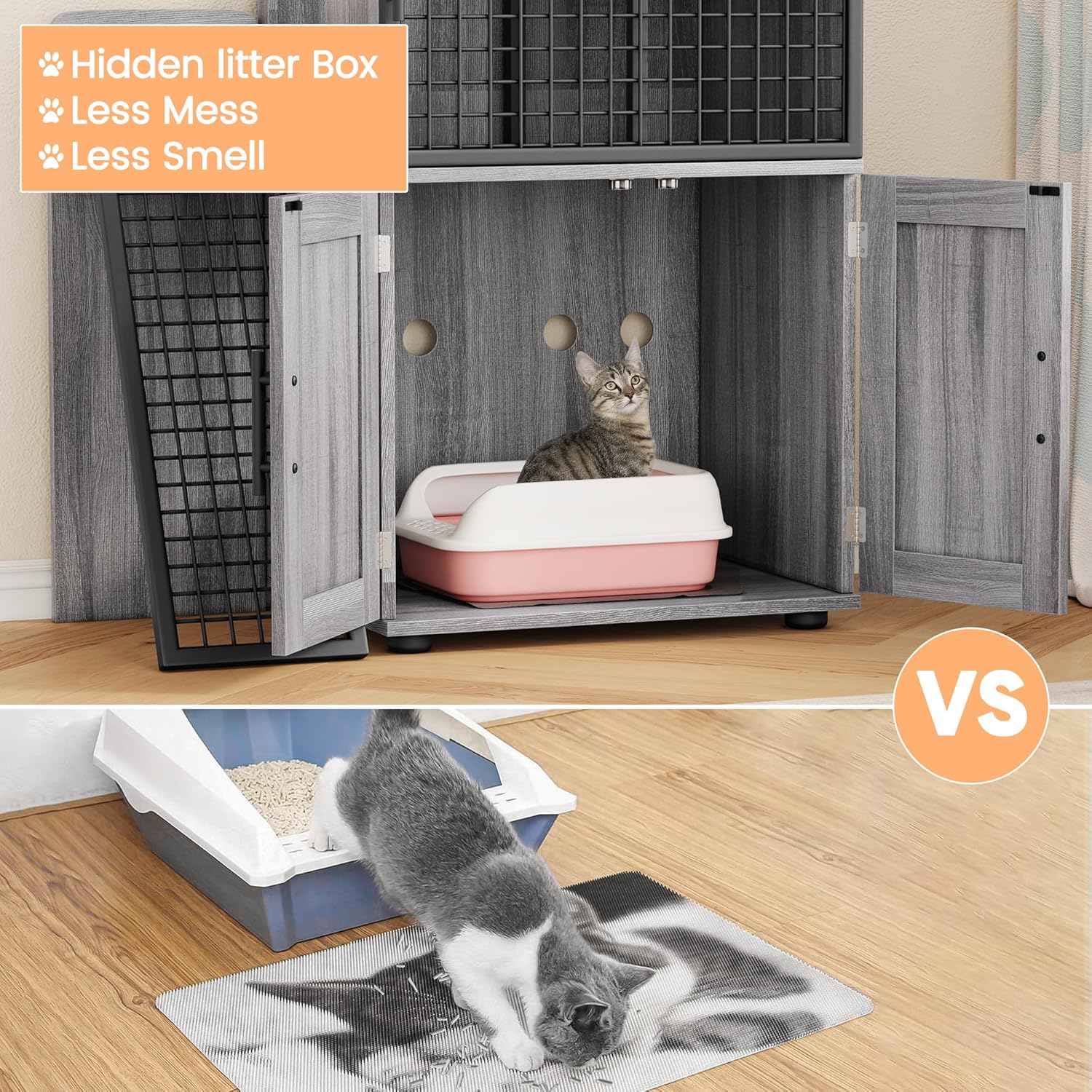 GAOMON Hidden cat litter box enclosure furniture style cabinet with ...