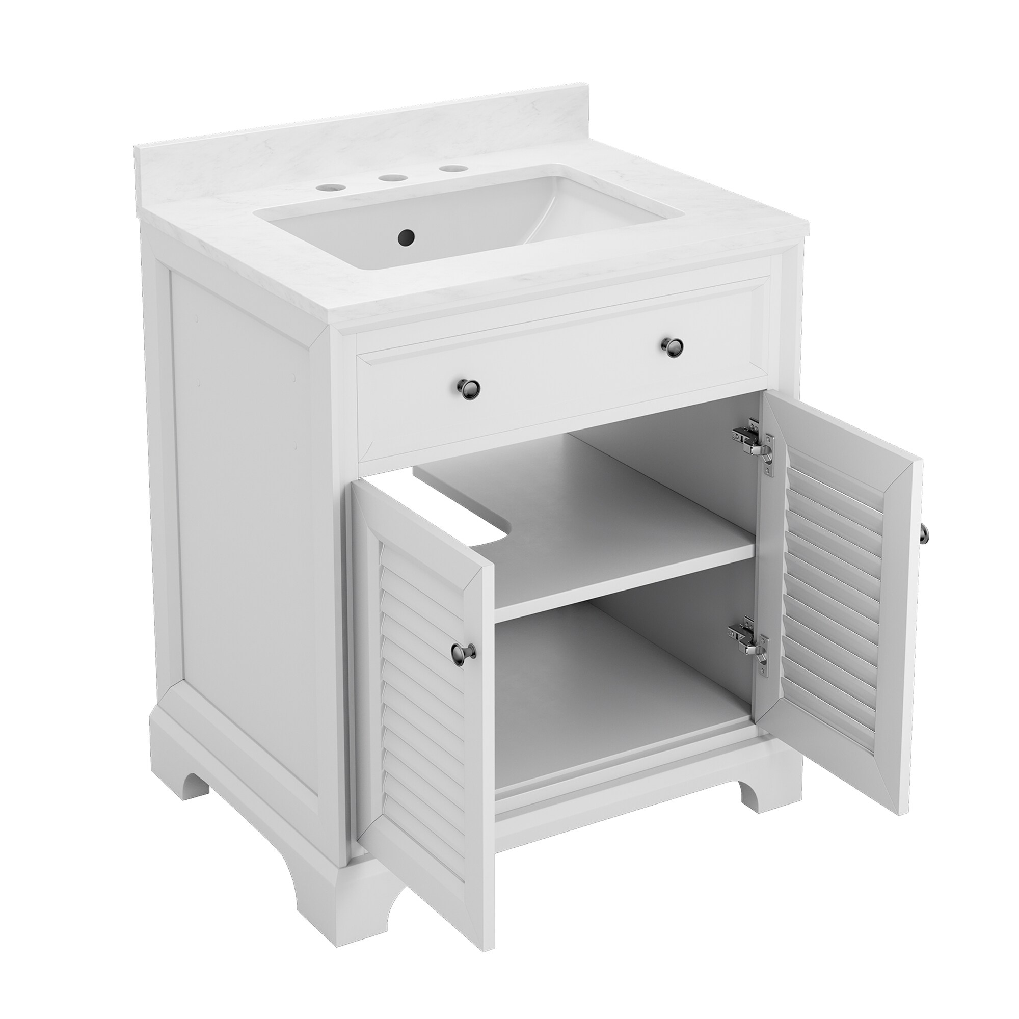JEAREY JEAREY 28-in White Single Sink Shutter Bathroom Vanity with ...