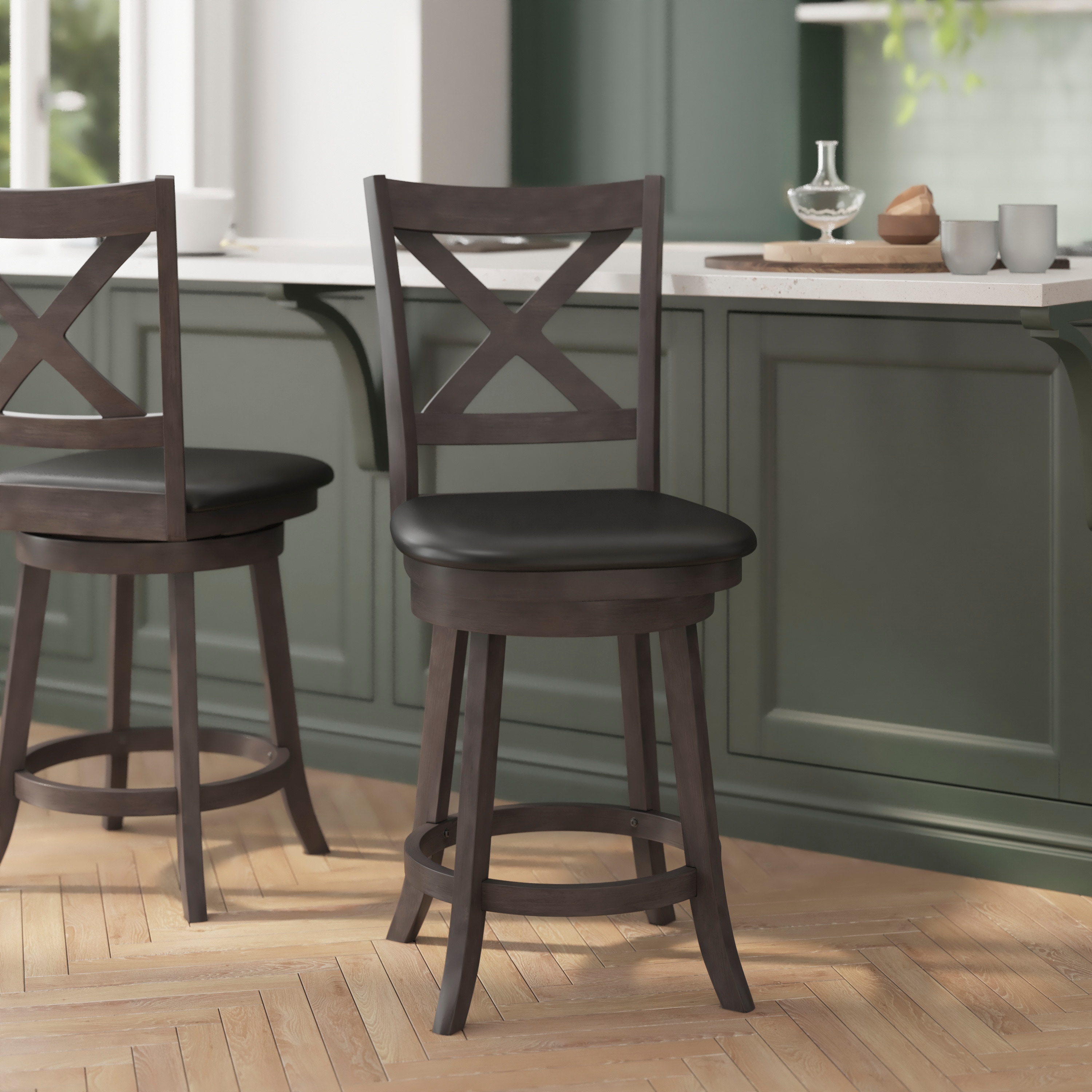 Flash Furniture Felicity Commercial Grade Wood Classic Crossback Swivel ...