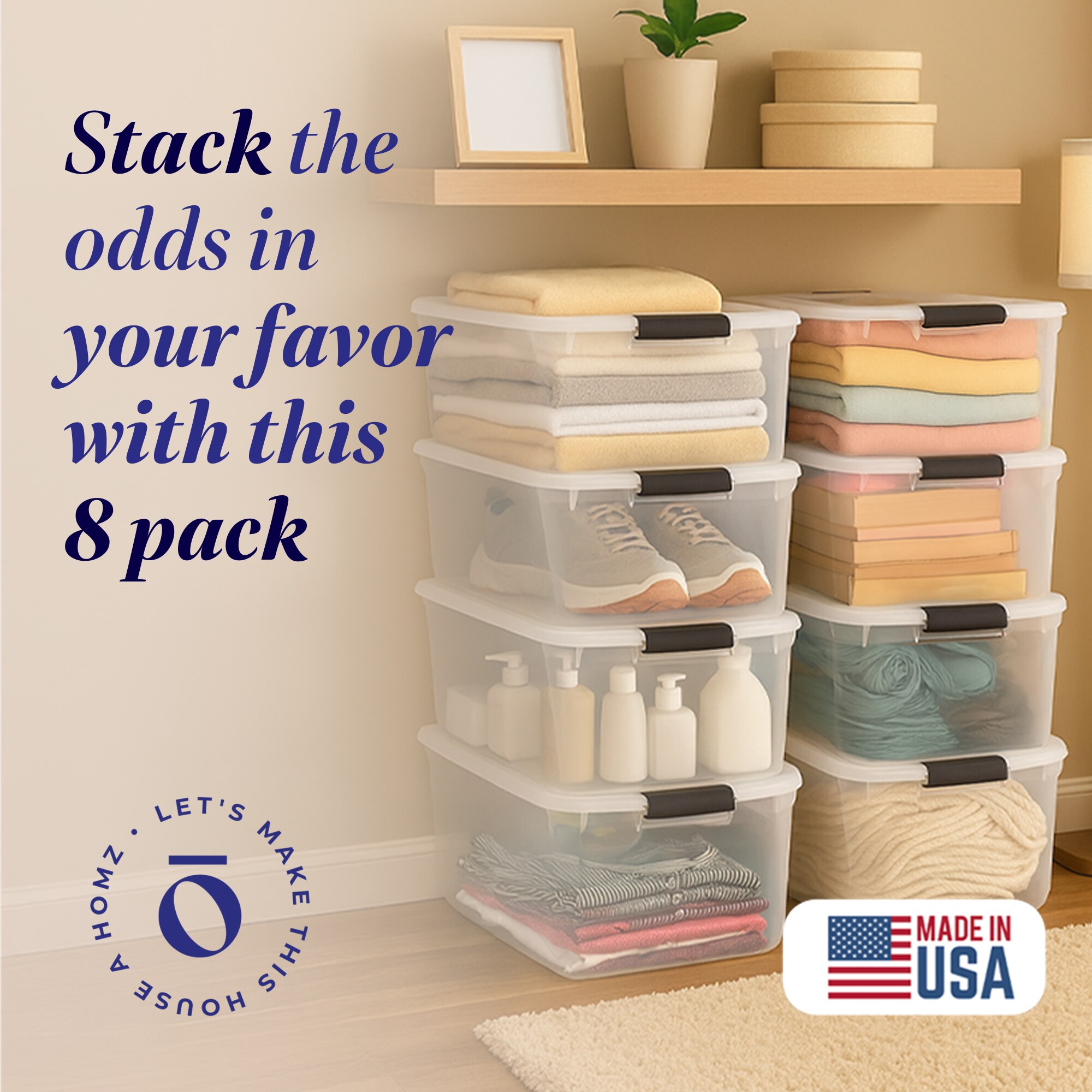 Homz Products Medium Clear Plastic Stackable Bin lid 8 -Pack in the ...