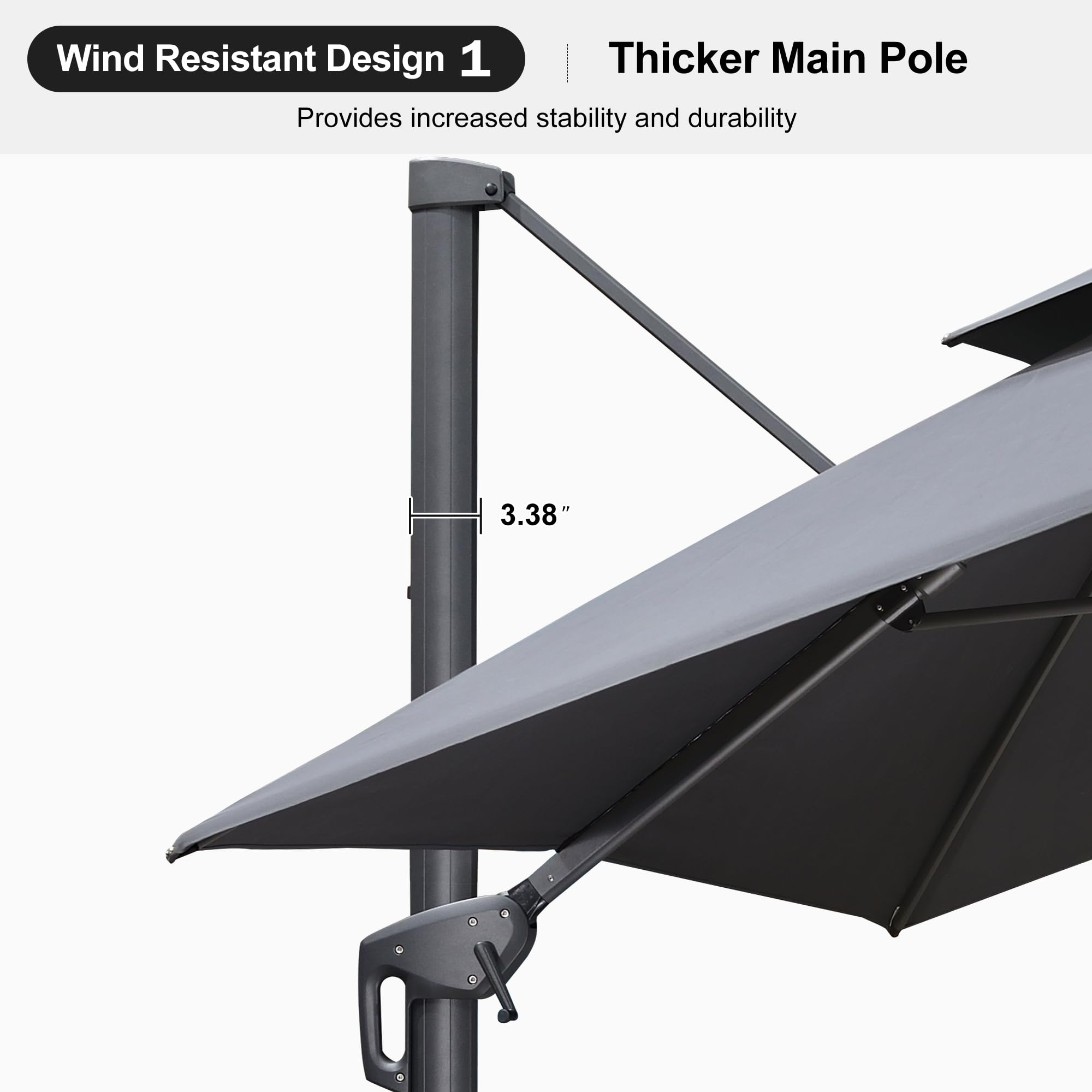 PURPLE LEAF 9-ft Aluminum Rectangular Gray Cantilever Patio Umbrella in ...