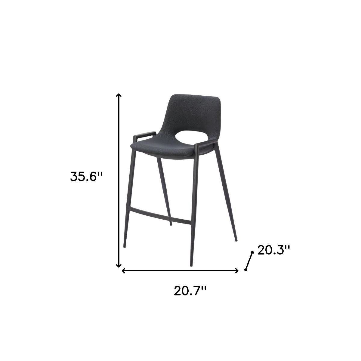 HomeRoots Black 1-in H Counter height Upholstered Metal Bar Stool 2 ...